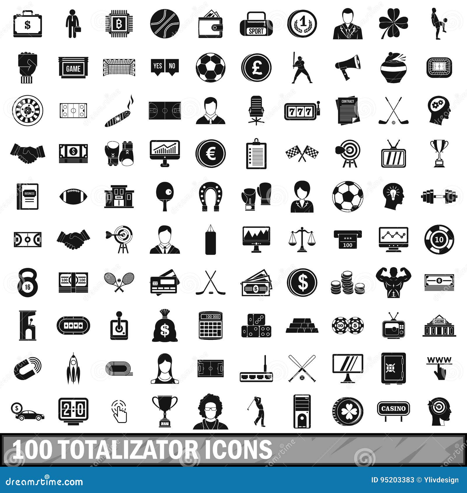 100 Totalizator Icons Set, Simple Style Stock Vector - Illustration of ...