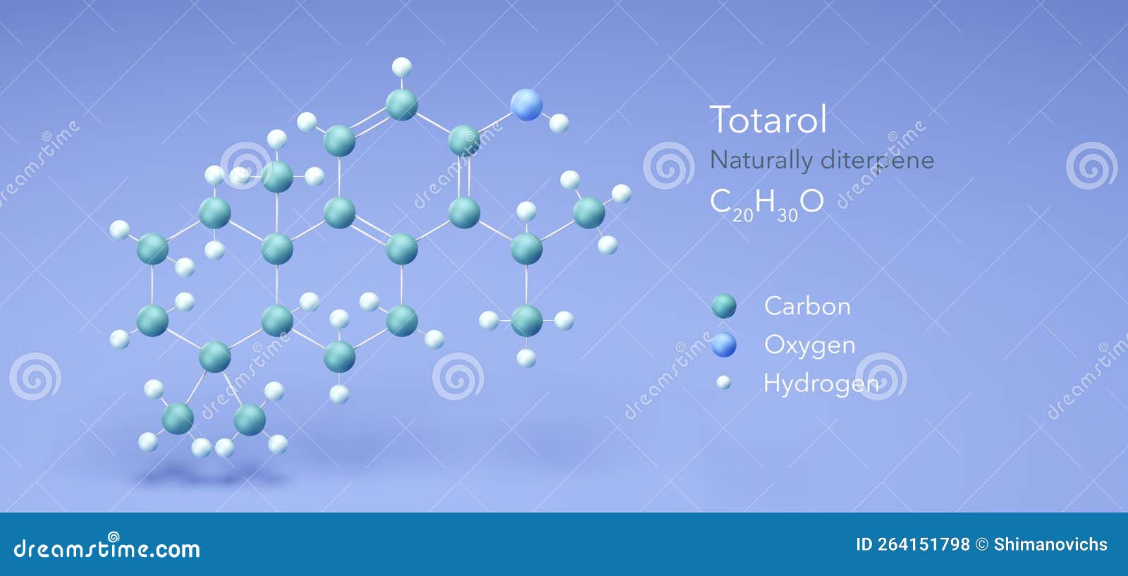 Totarol Molecular Structures, Naturally Diterpene, 3d Model, Structural ...