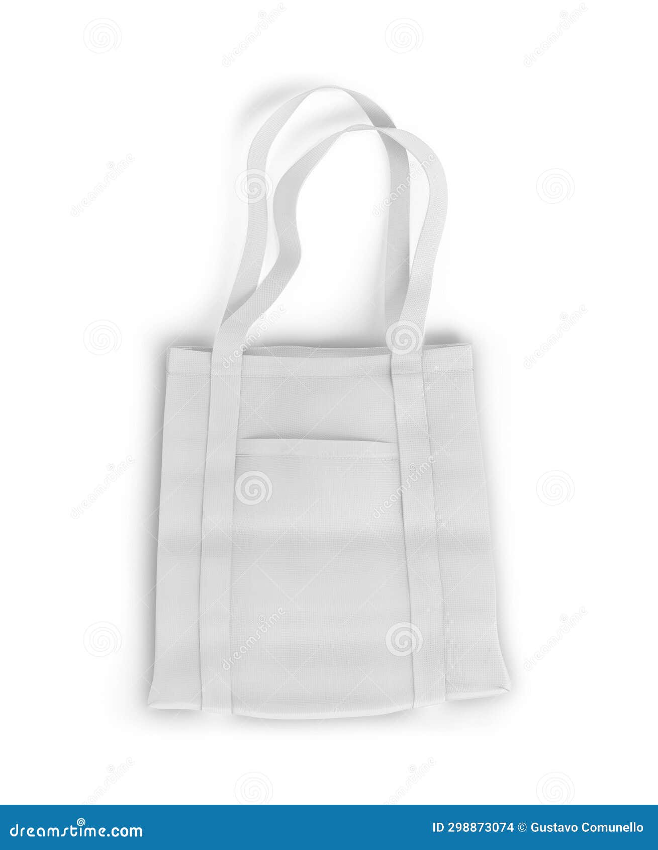 Tote Bag with Pocket on White Background Stock Photo - Image of ...