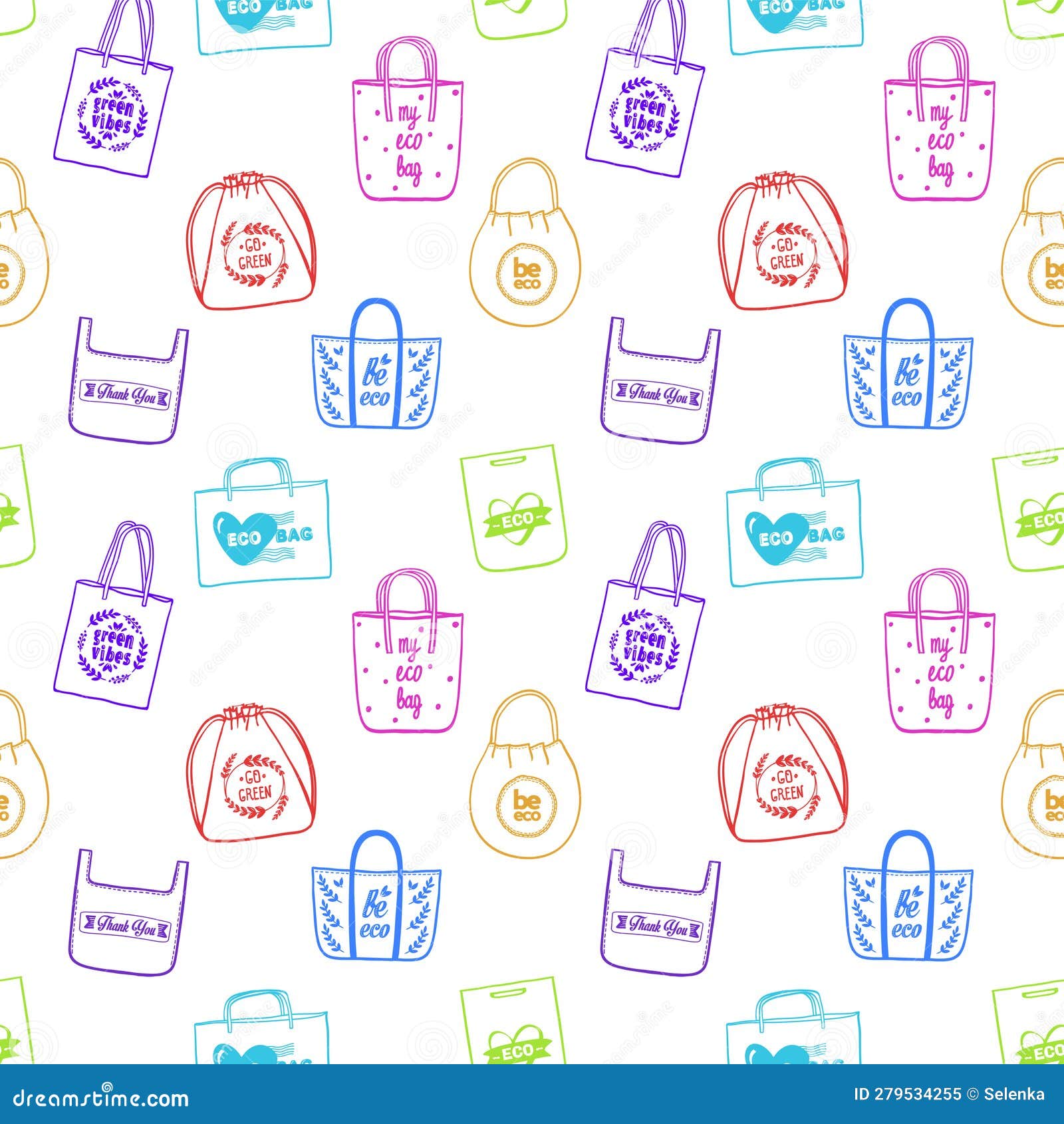 Tote Bags Seamless Pattern with Shopper Bags Stock Vector ...