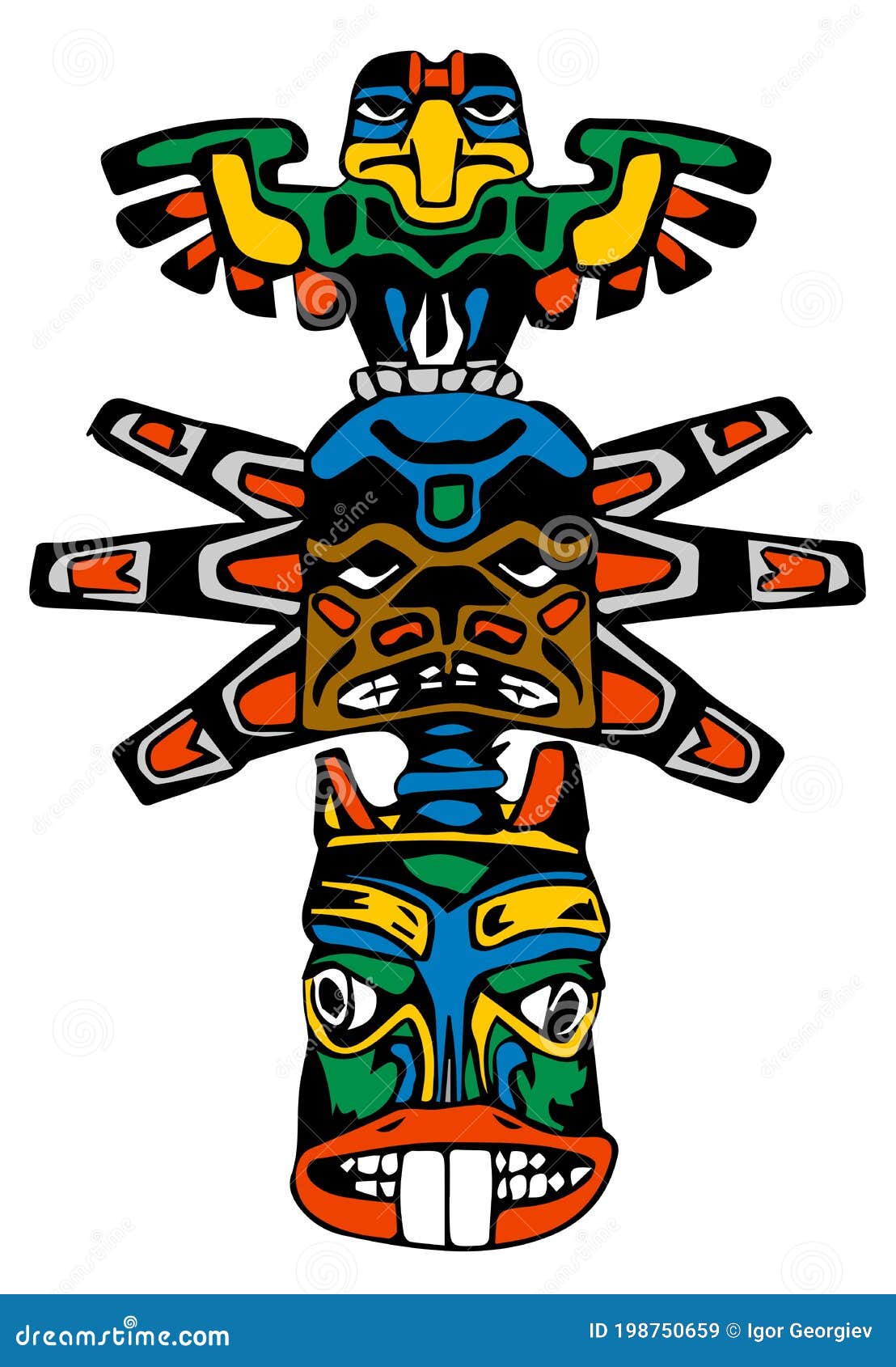 Native American Totem. Set of Indians Labels and Elements. Vector ...