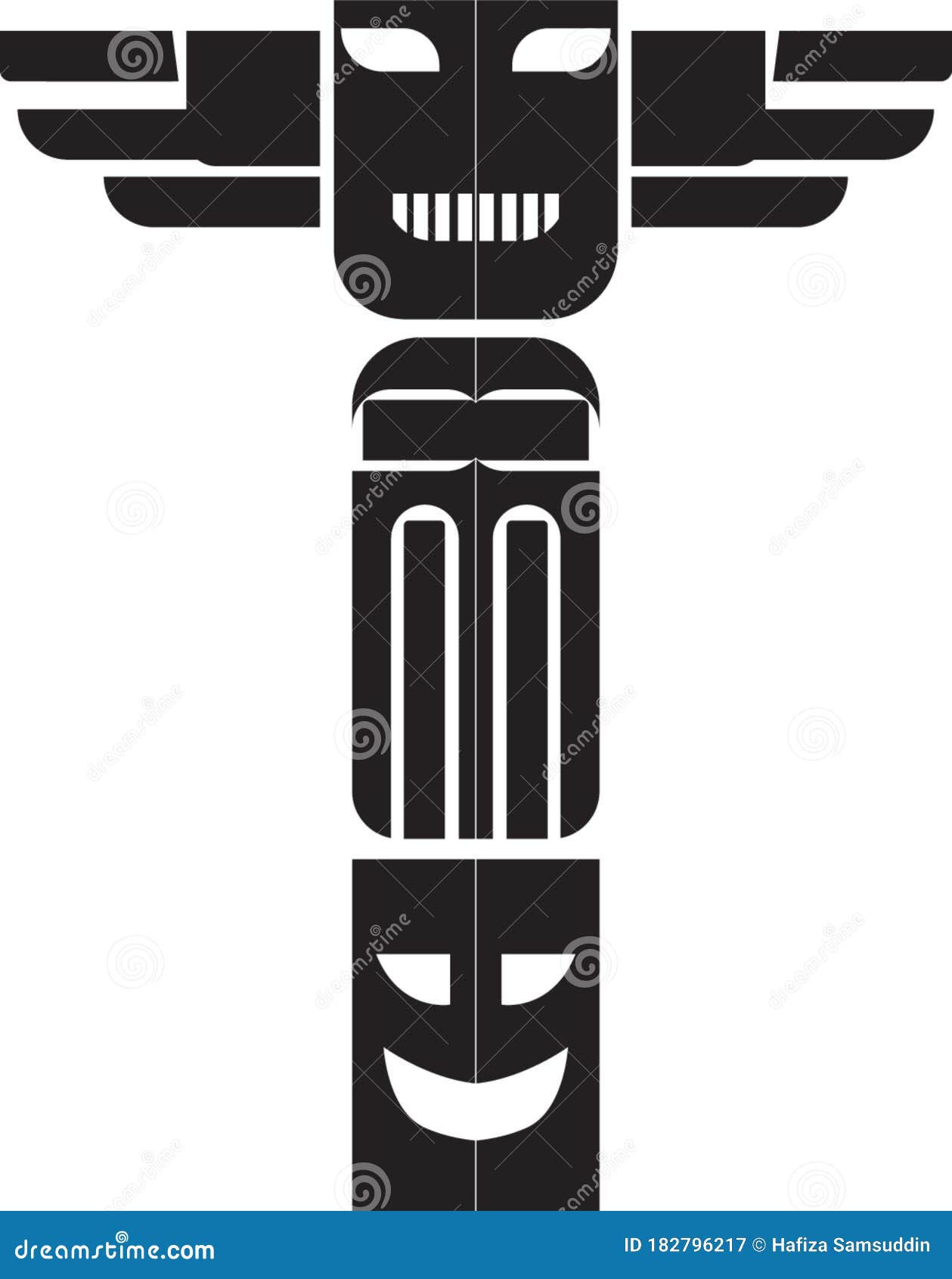 Totem pole stock vector. Illustration of sculpture, monumental - 182796217