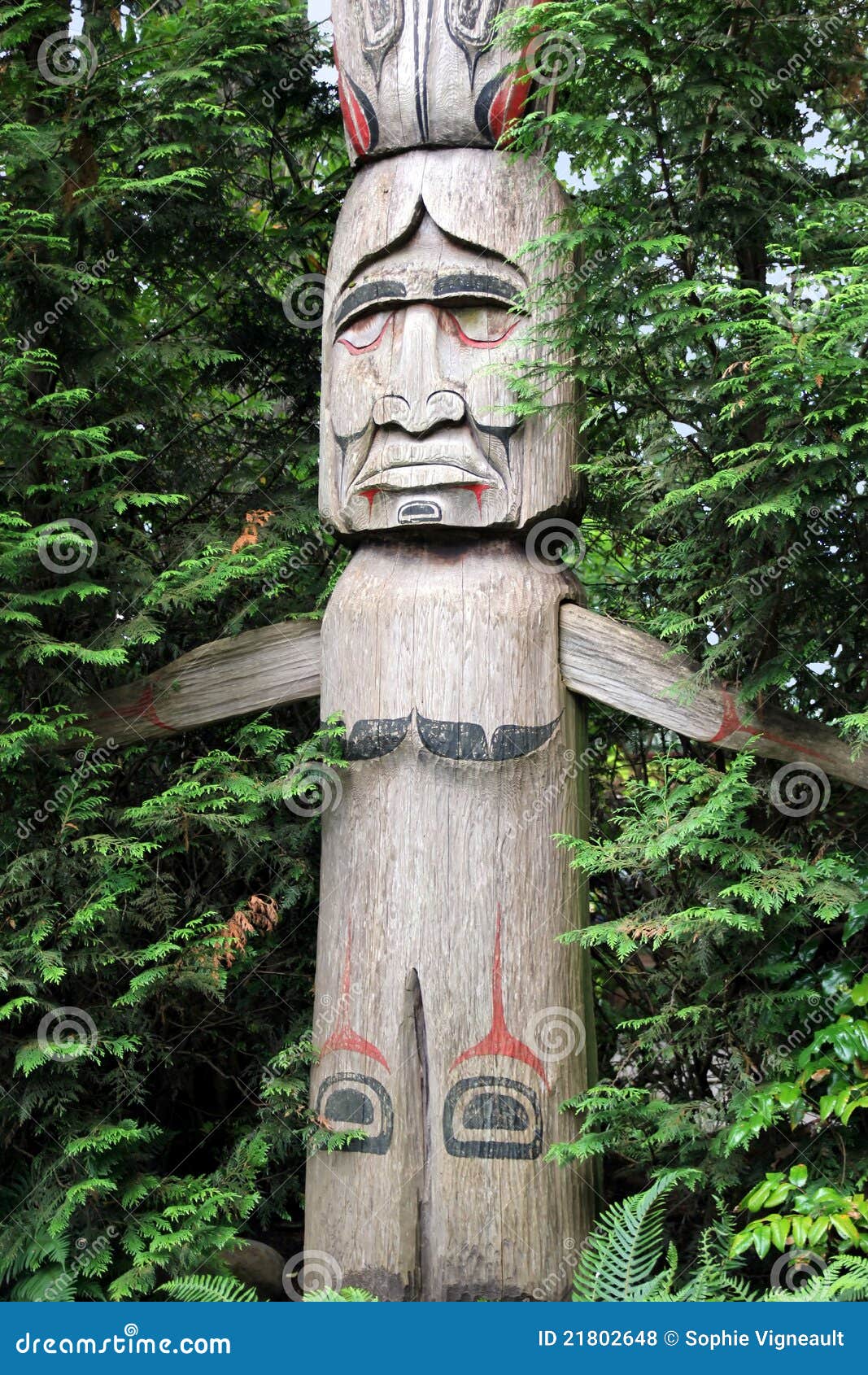 Totem pole in forest stock photo. Image of tree, wood - 21802648