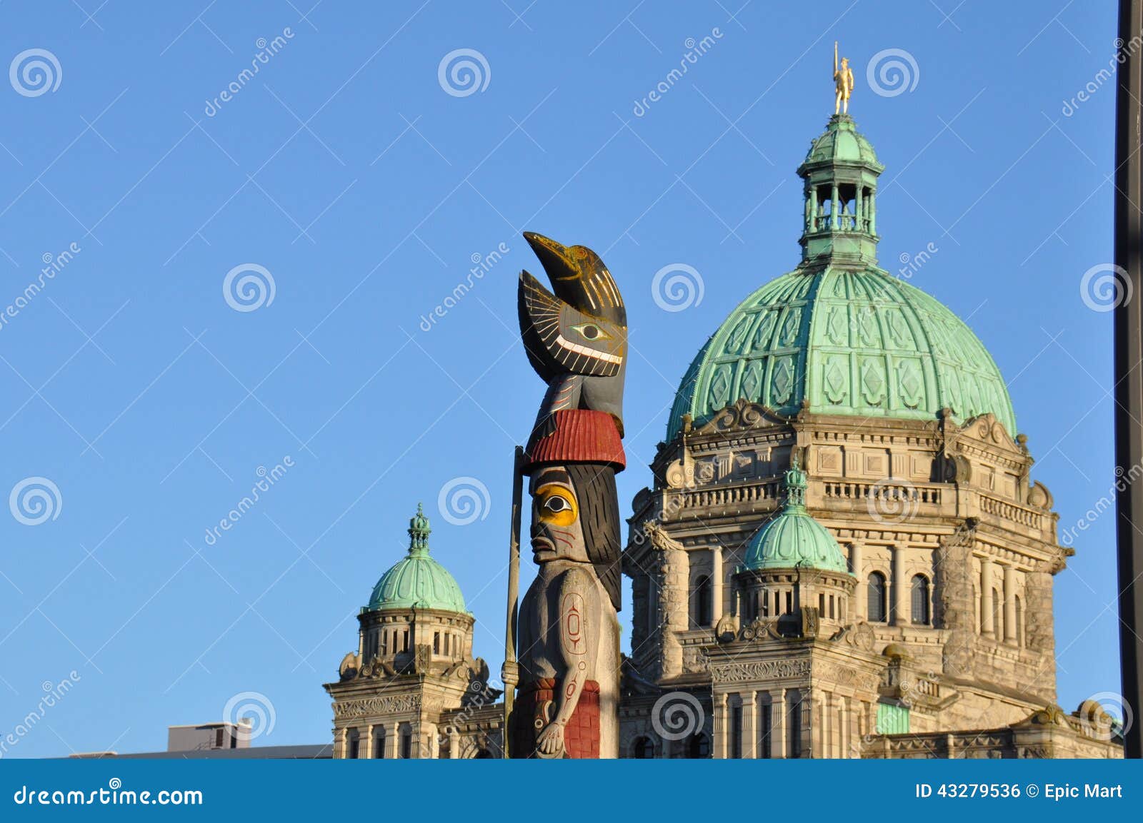 Totem Pole in Front of B.C stock photo. Image of historical - 43279536