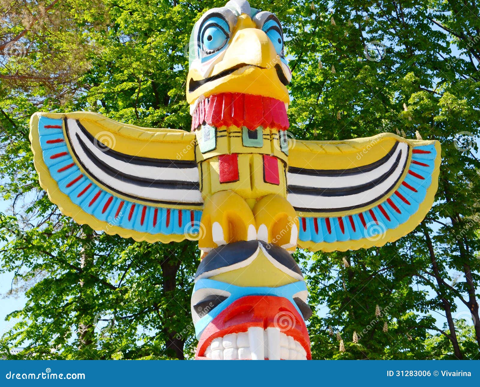 Totem pole stock photo. Image of light, colorful, face - 31283006