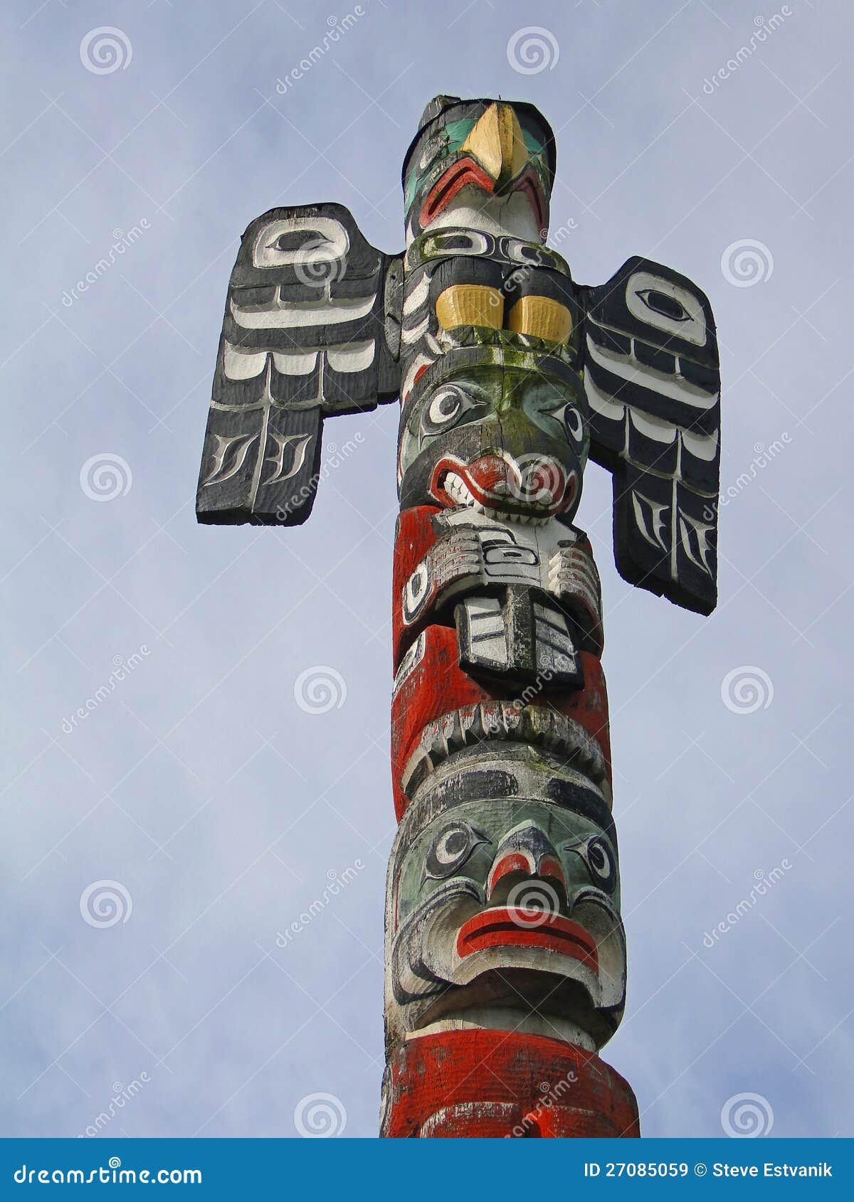 Totem Pole Topped by Thunderbird, Stock Image - Image of columbia ...