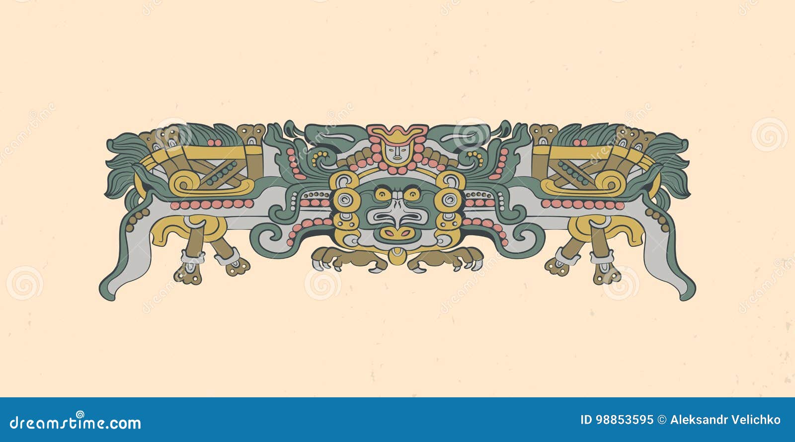 Totemic Owl in Flight Mayan Graphic Illustration Stock Vector ...