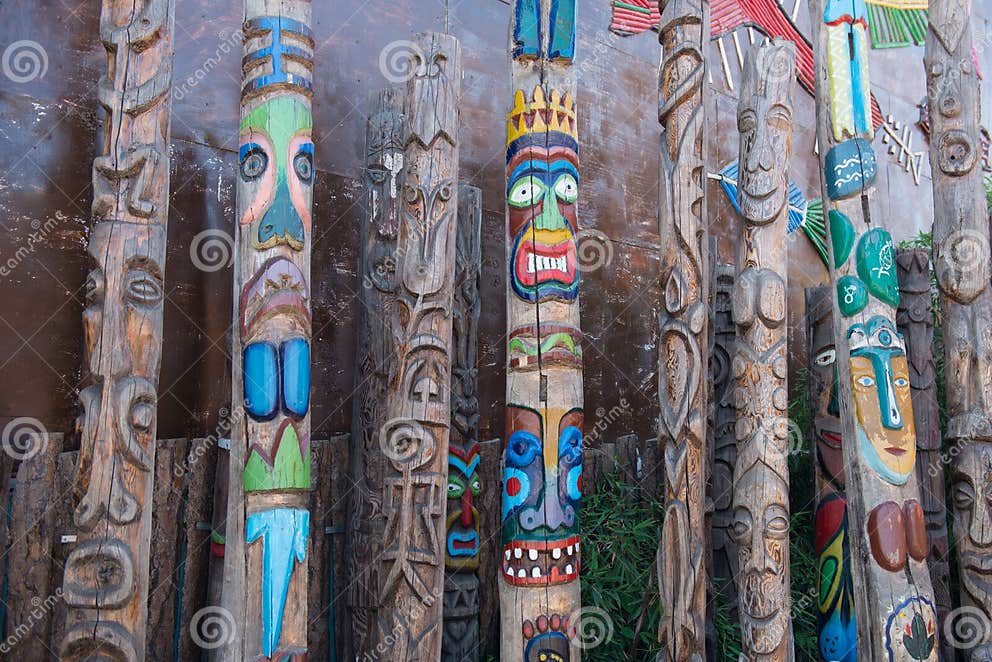 Totems stock image. Image of tribe, face, cute, primitive - 92575809