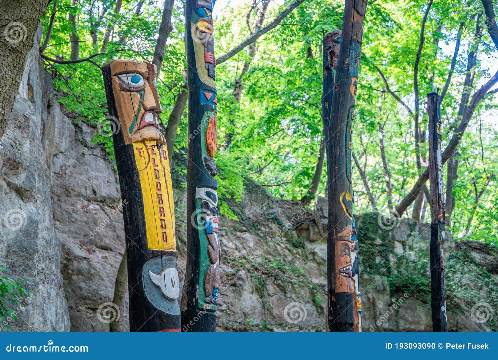 Totems Made by Scouts in a Forest Stock Photo - Image of animal, totem ...