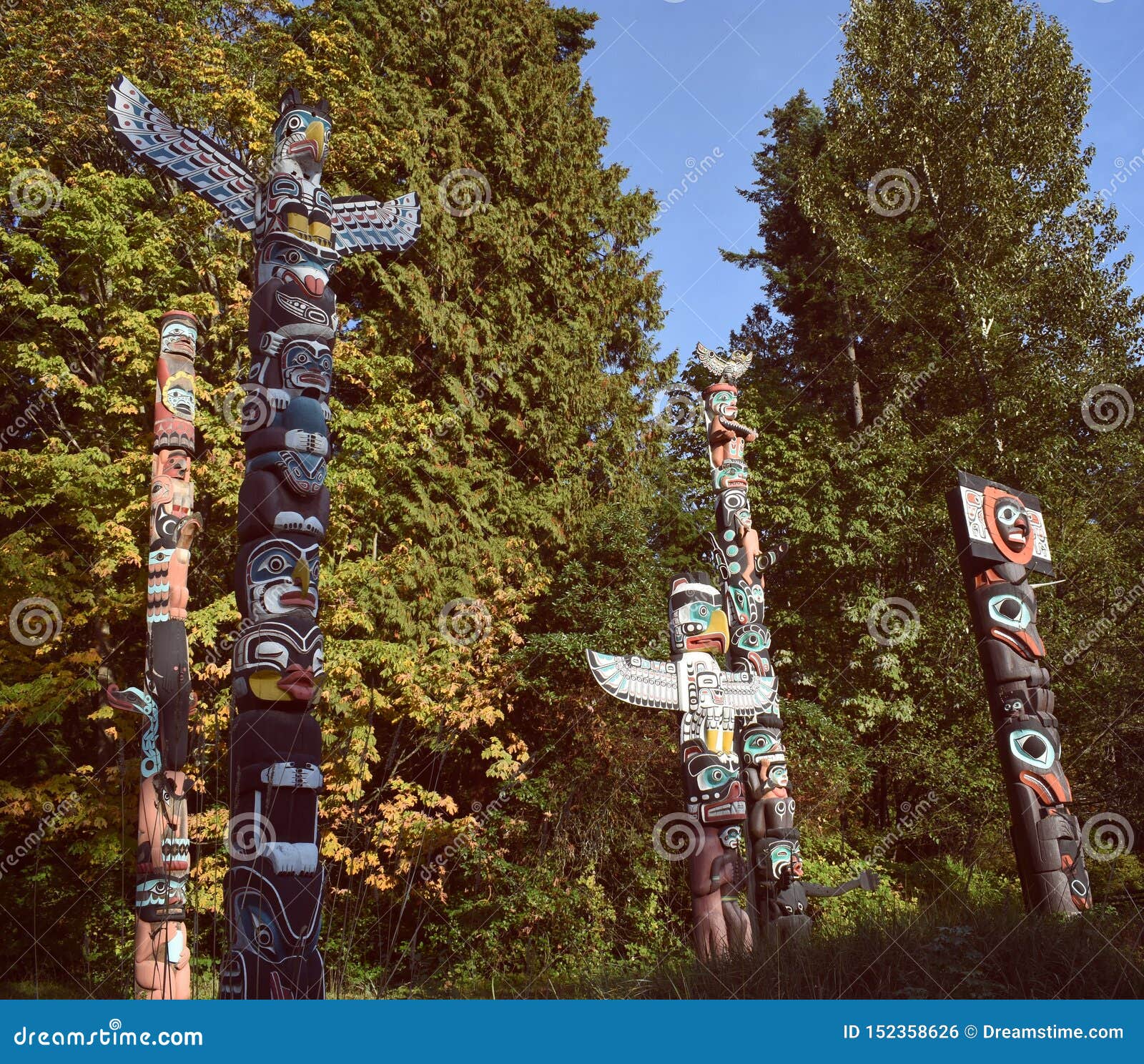 Totems stock photo. Image of canada, totems, totempole - 152358626
