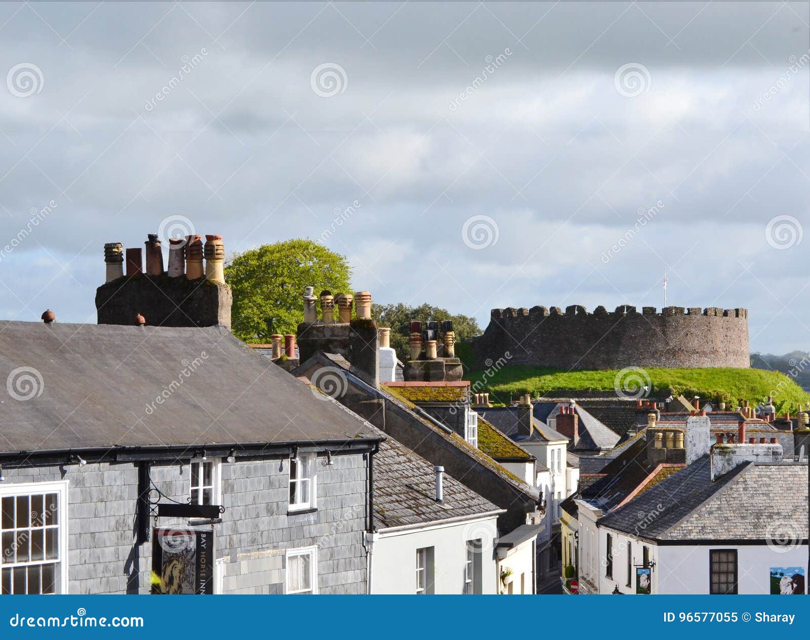Totnes Castle in Hams Devon England Stock Image - Image of circular ...