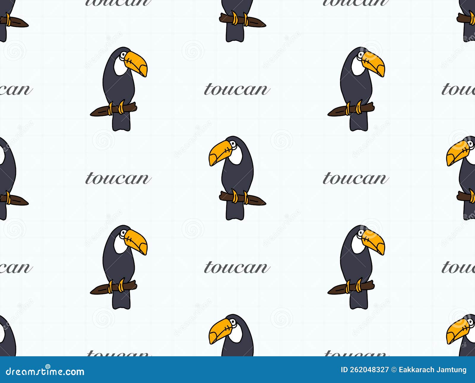 Toucan Seamless Pattern on Blue Background Stock Vector - Illustration ...