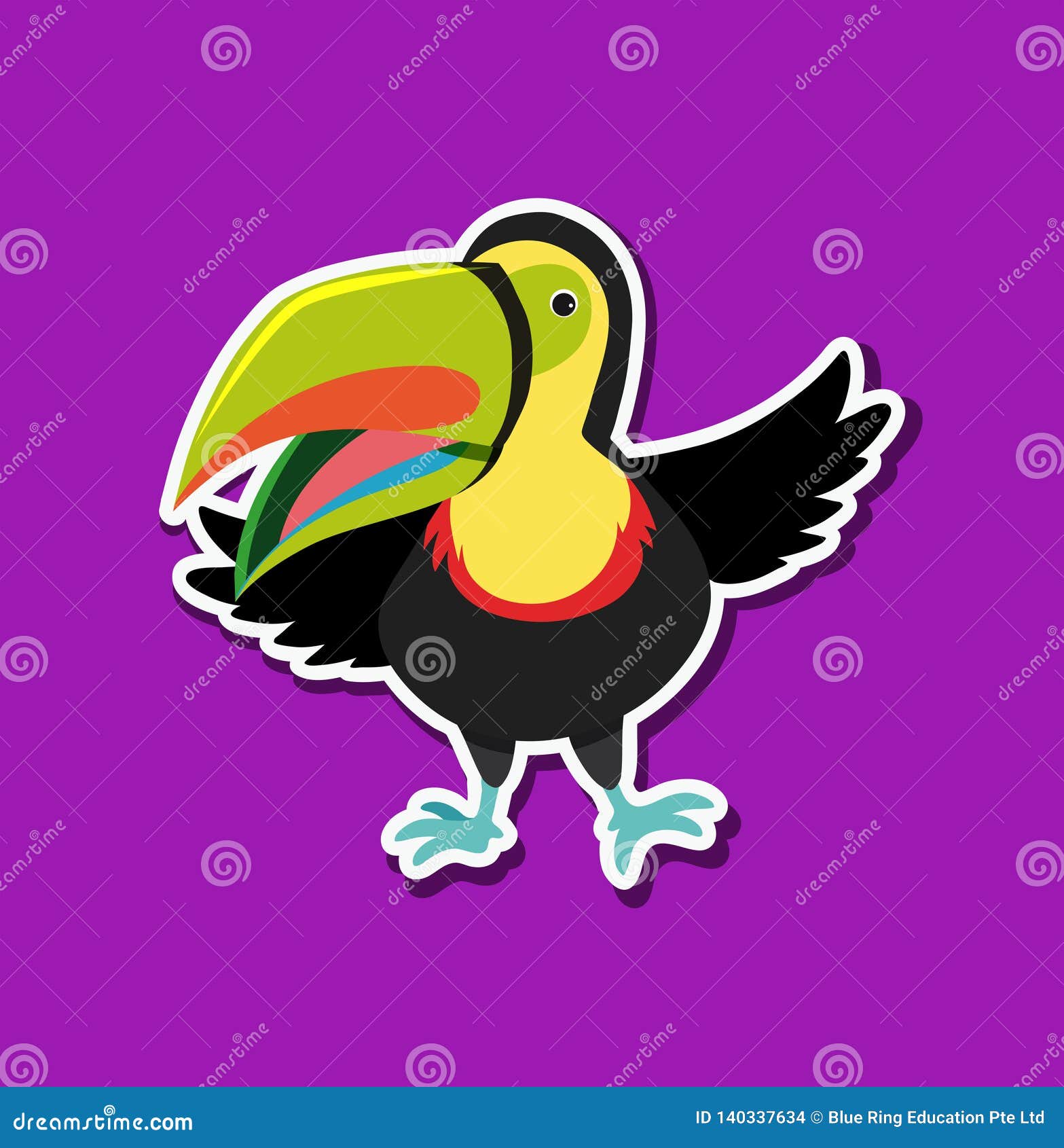 A Toucan Character on Purple Template Stock Vector - Illustration of ...