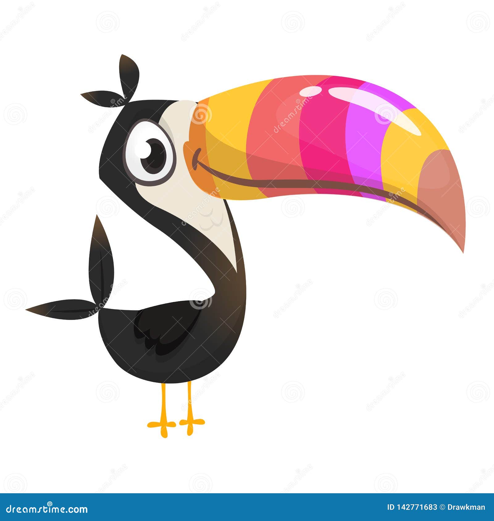 Happy Cartoon Toucan. Vector Illustration. Stock Vector - Illustration ...