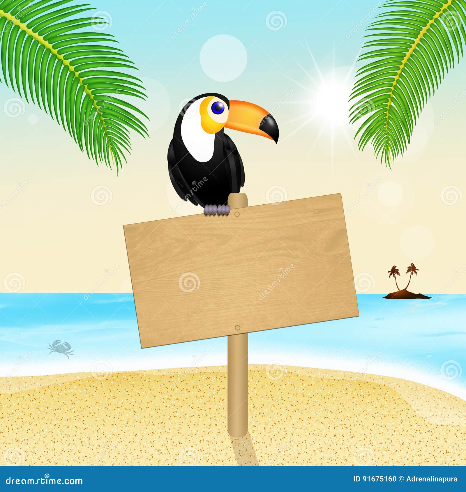 Toucan on sign stock illustration. Illustration of black - 91675160
