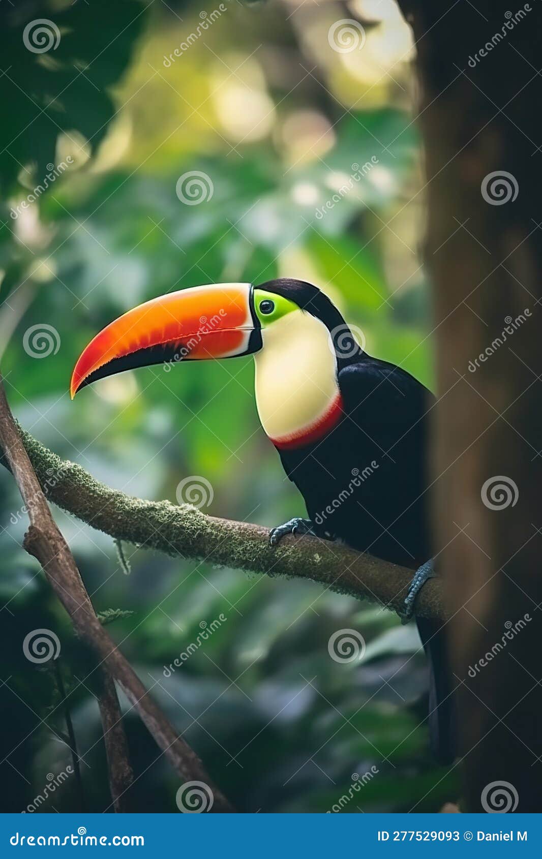 Toucan Sitting on a Branch in the Jungle. Stock Illustration ...