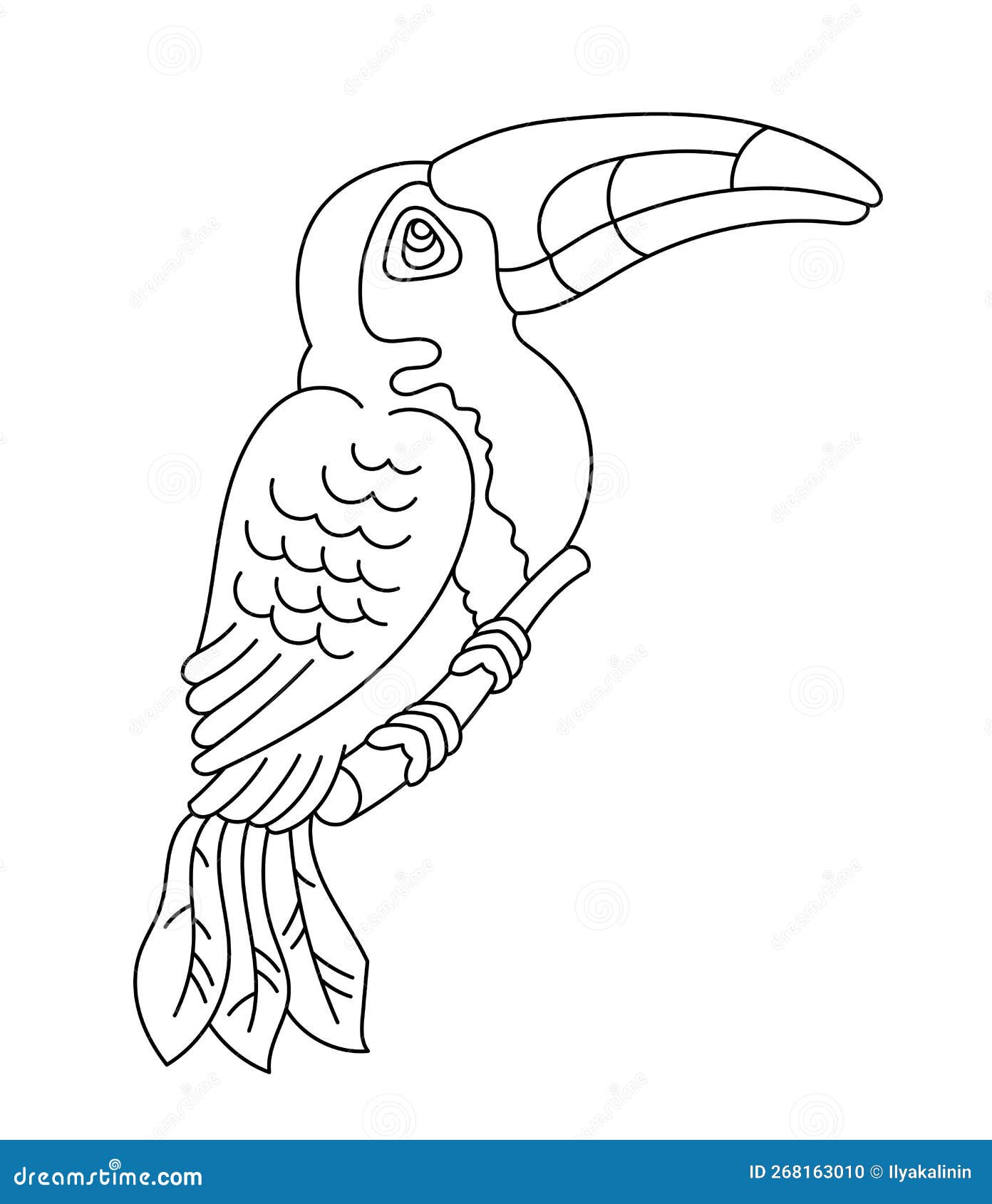 Toucan Tropical Bird. Editable Outline Stroke. Vector Line Illustration ...