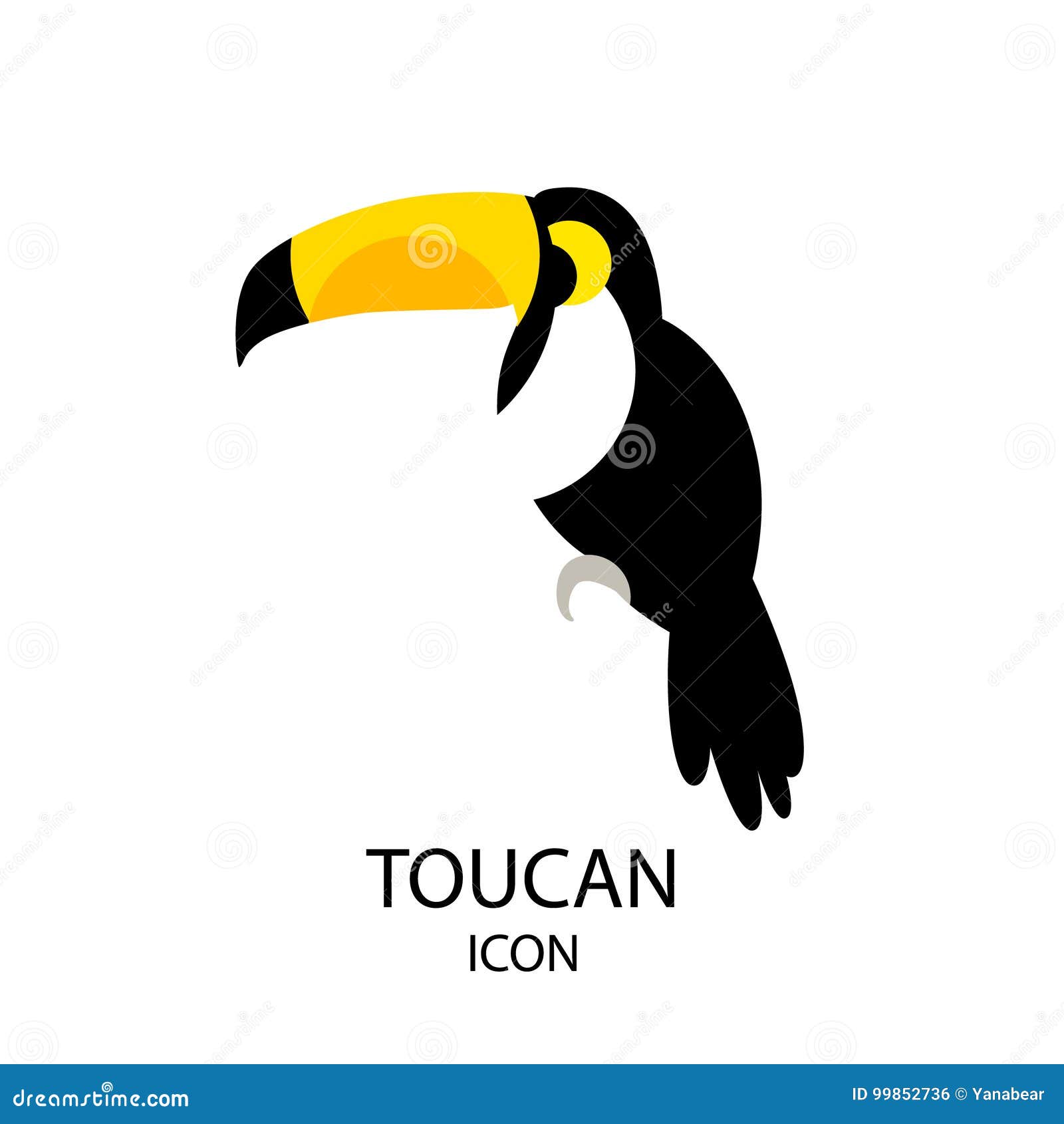 Toucan Vector Icon on White Background. Flat Design Stock Vector ...