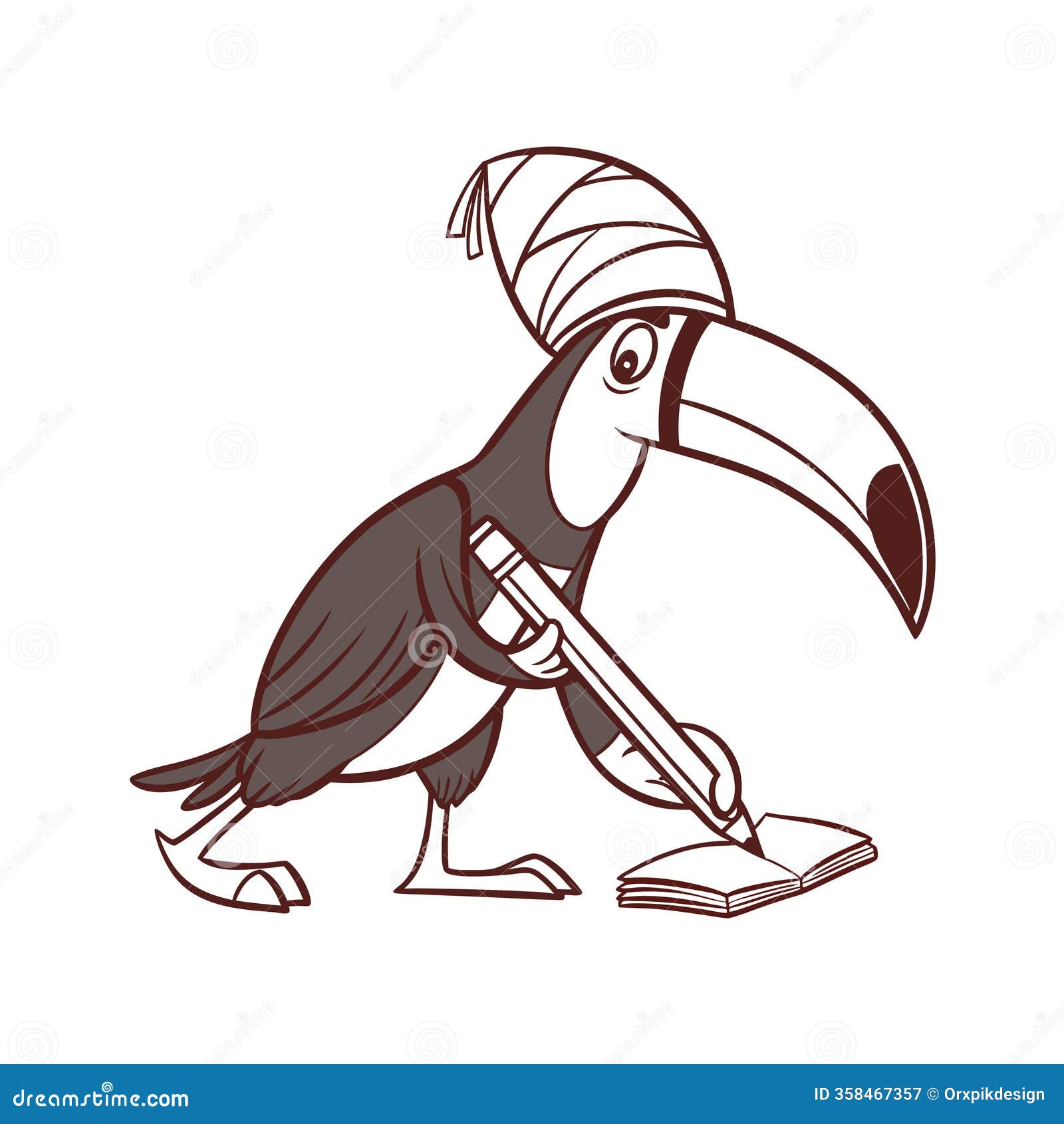 Faint Cheeky Toucan Writing With Style Vector Illustration ...