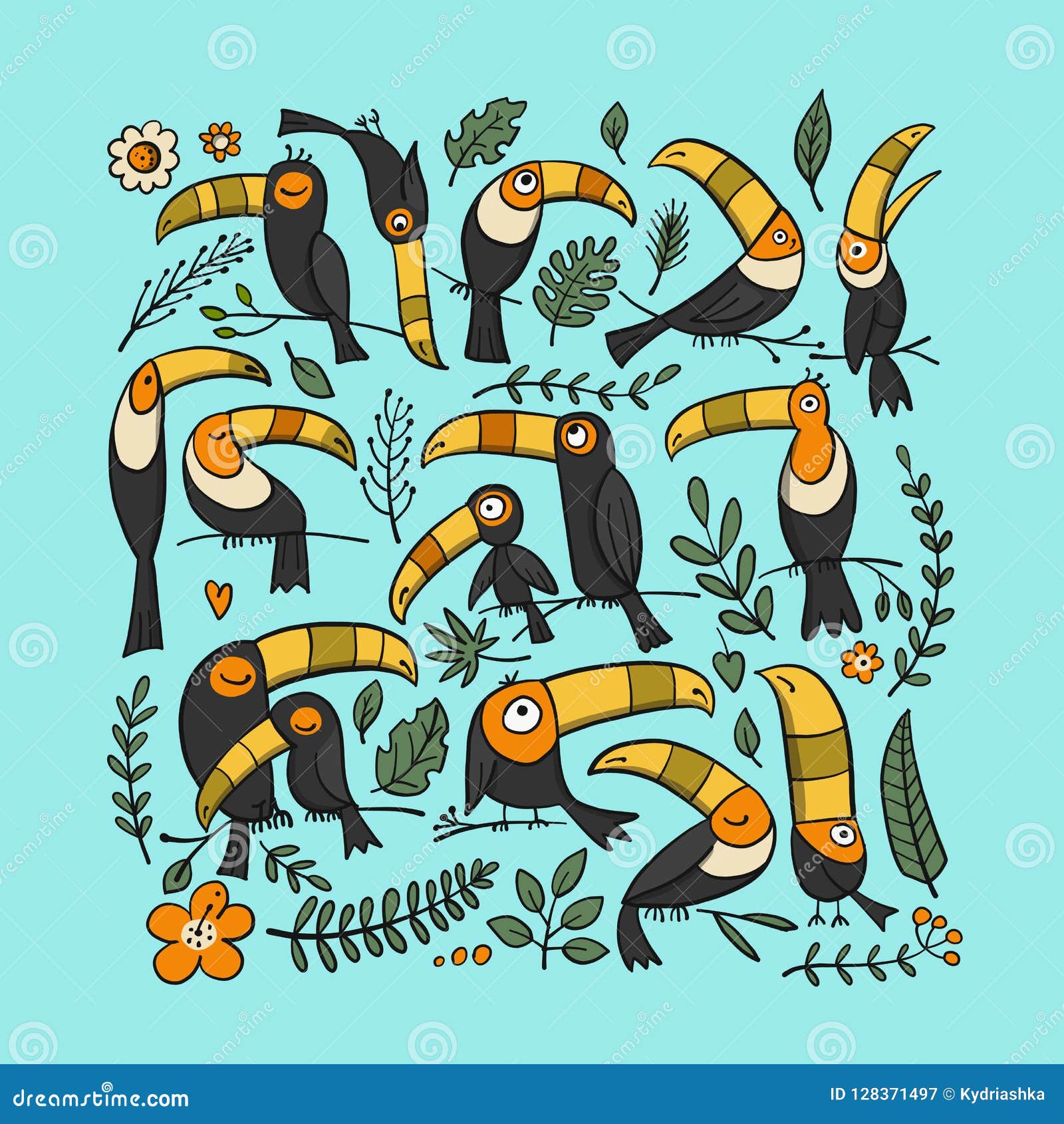 Toucans, Paradise Tropical Bird for Your Design Stock Vector ...