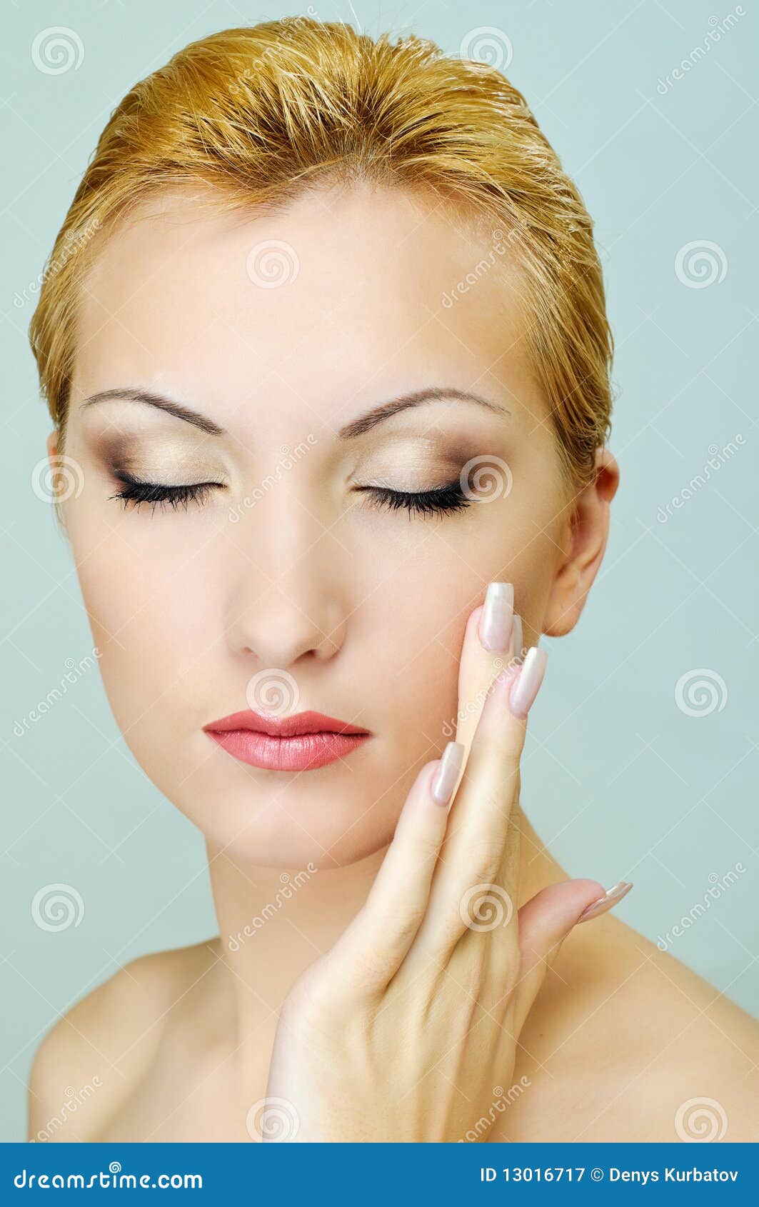 Touch stock image. Image of female, face, caucasian, adult - 13016717