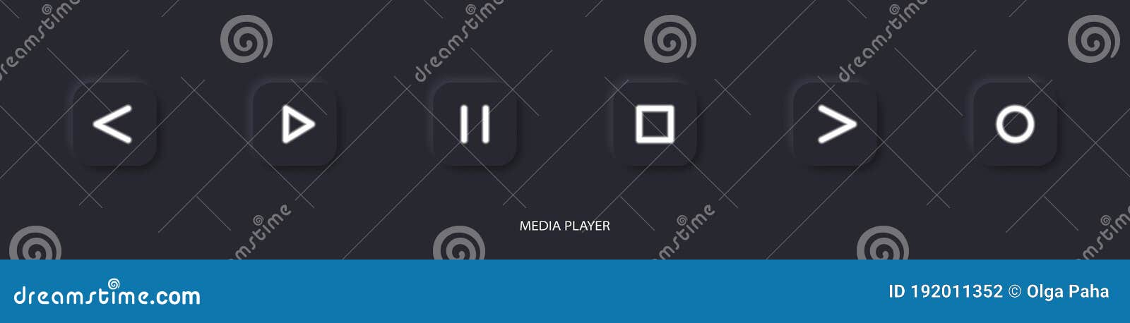 Touch buttons player black stock vector. Illustration of icon - 192011352