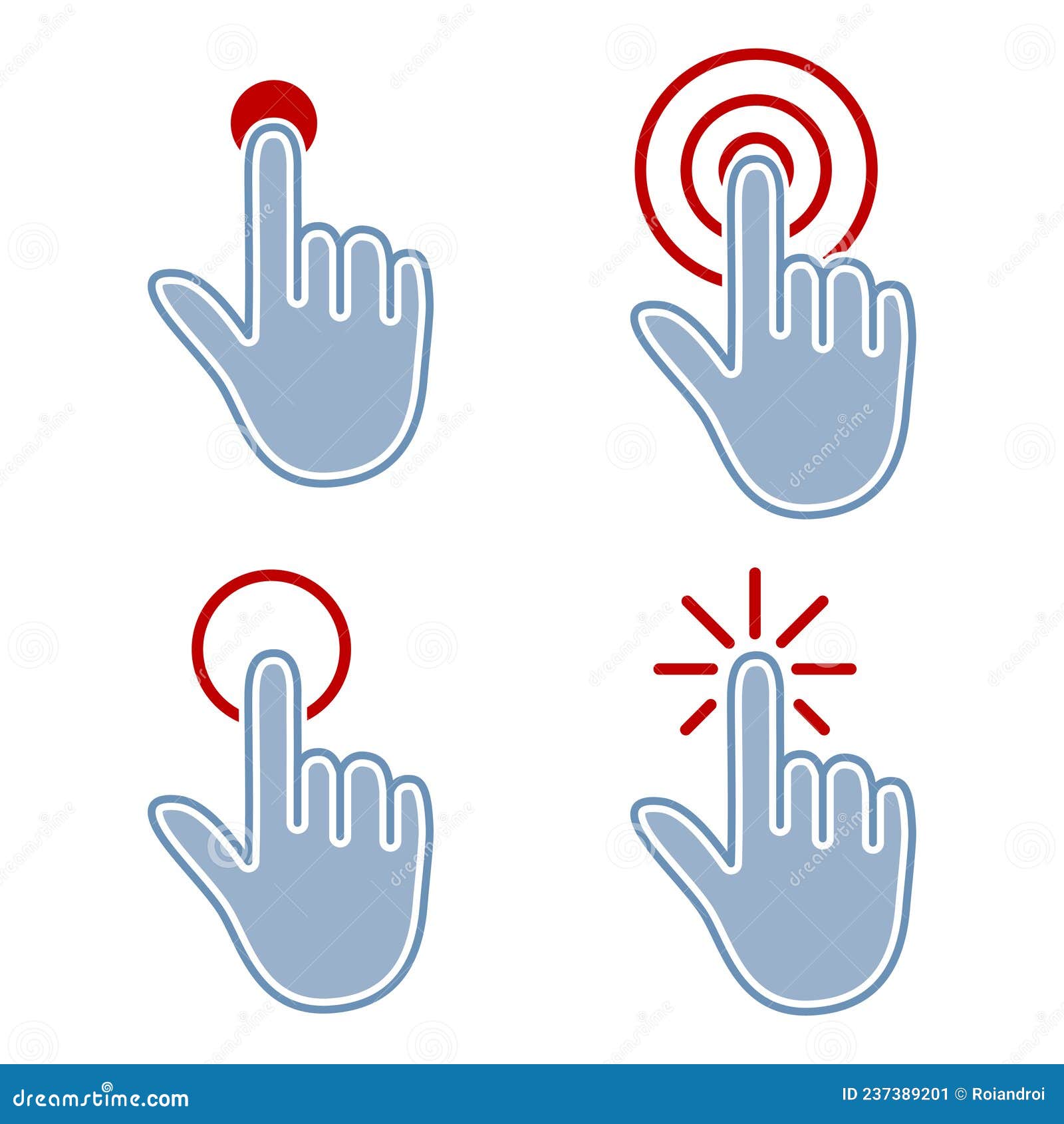 Touch and Click Flat Web Icon Set Stock Vector - Illustration of ...