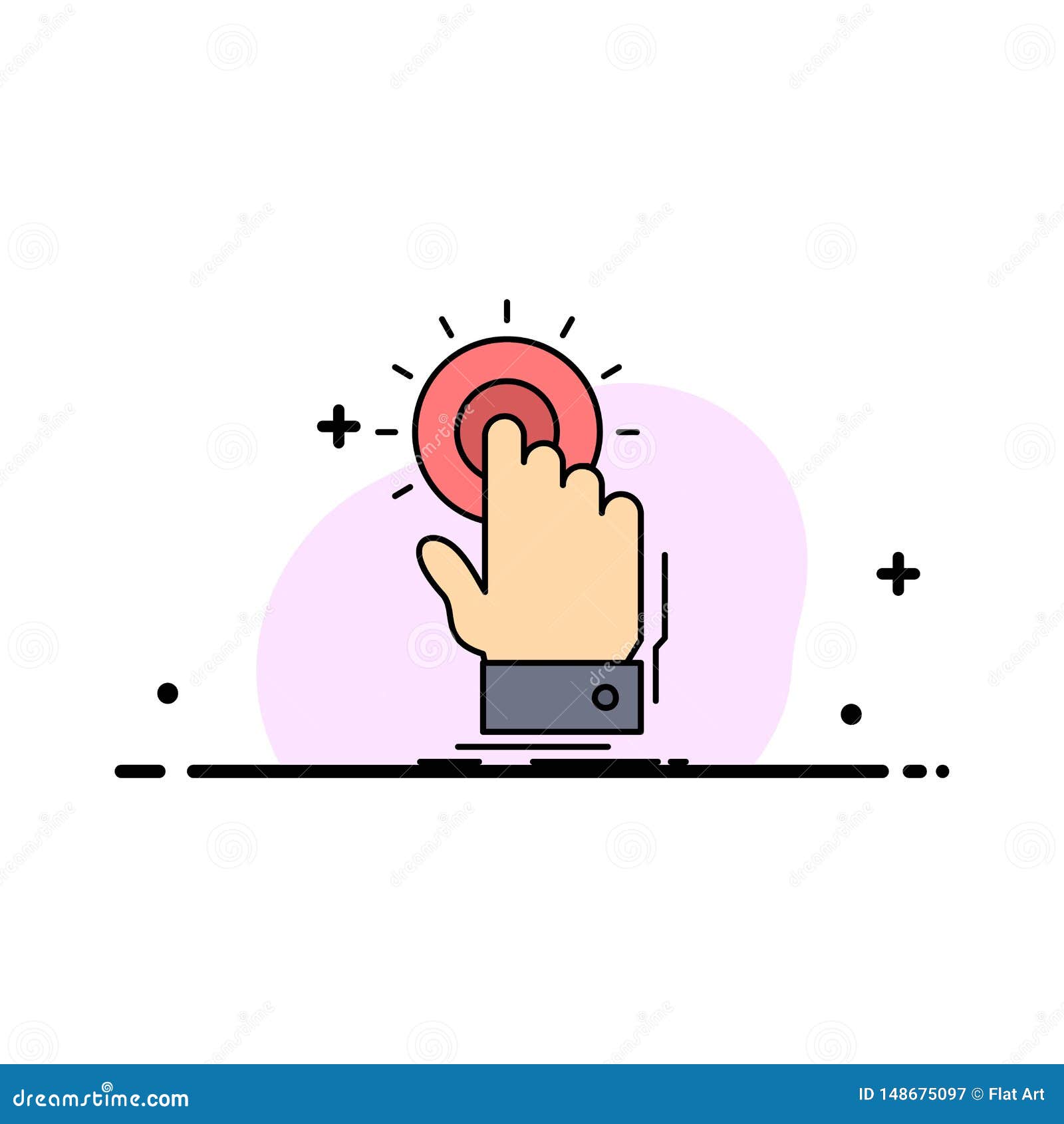 Touch, Click, Hand, on, Start Flat Color Icon Vector Stock Vector ...
