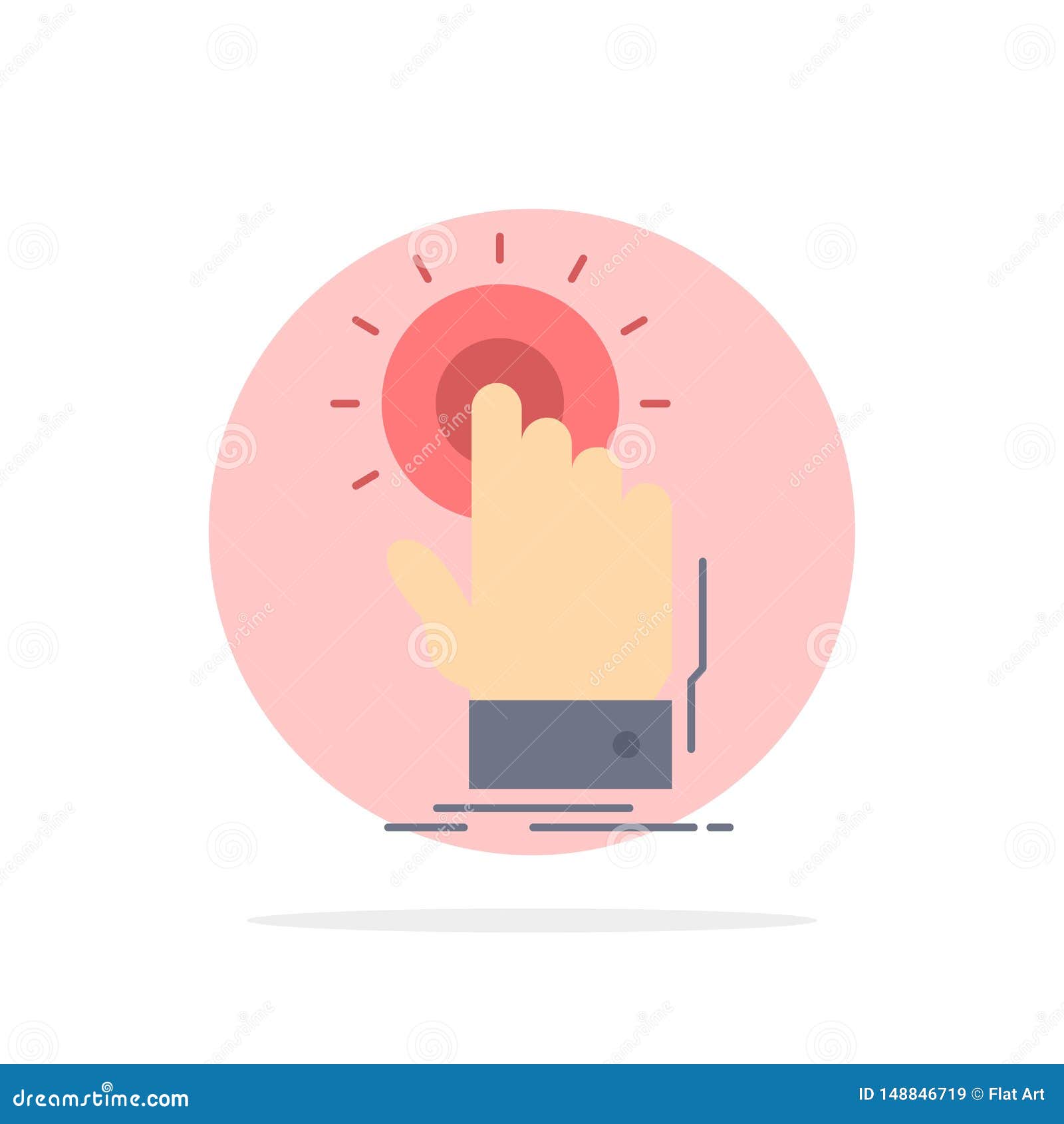 Touch, Click, Hand, on, Start Flat Color Icon Vector Stock Vector ...