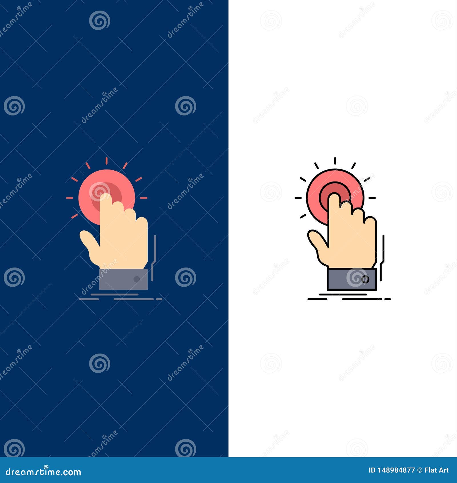 Touch, Click, Hand, on, Start Flat Color Icon Vector Stock Vector ...