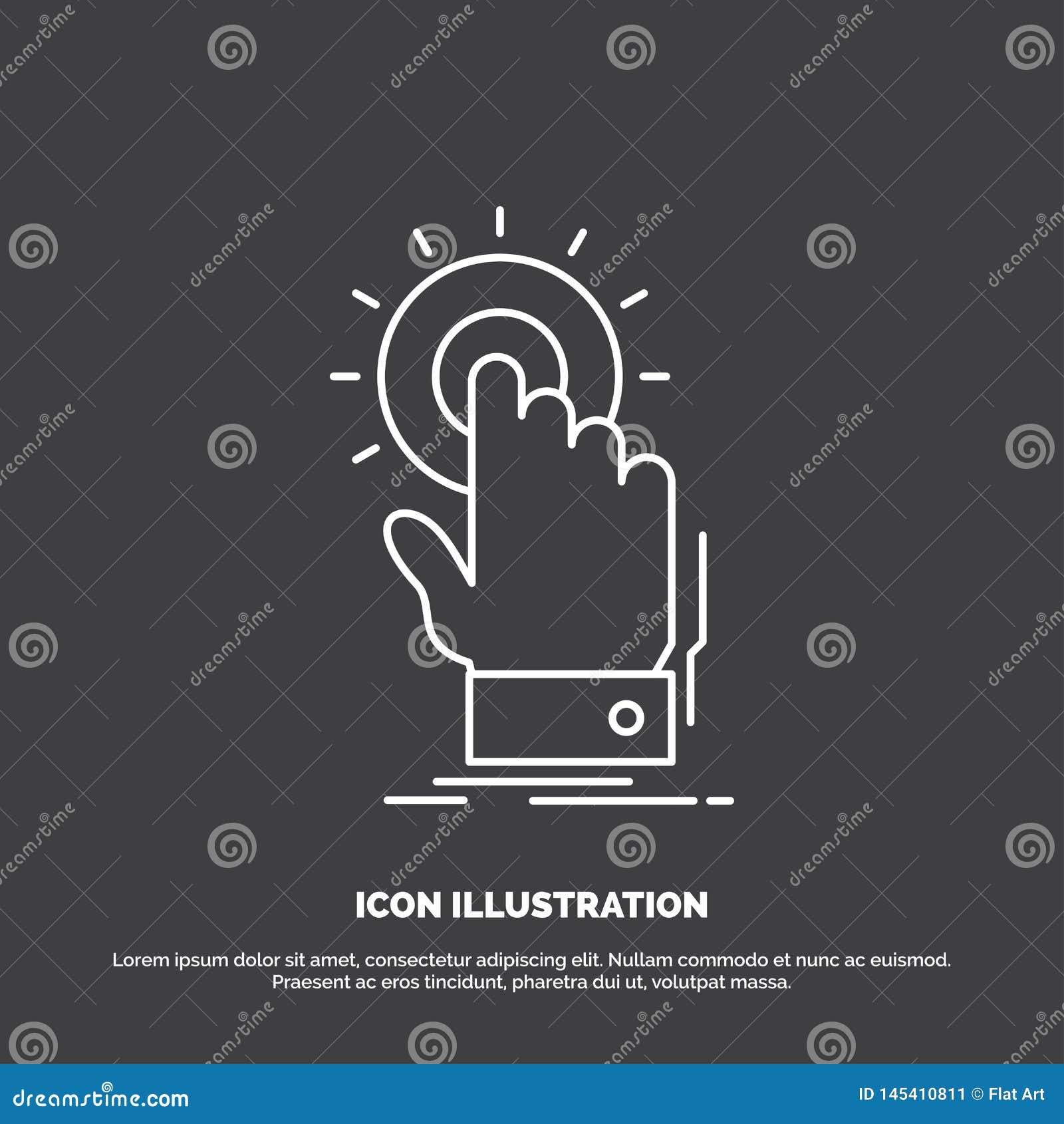 Touch, Click, Hand, on, Start Icon. Line Vector Symbol for UI and UX ...