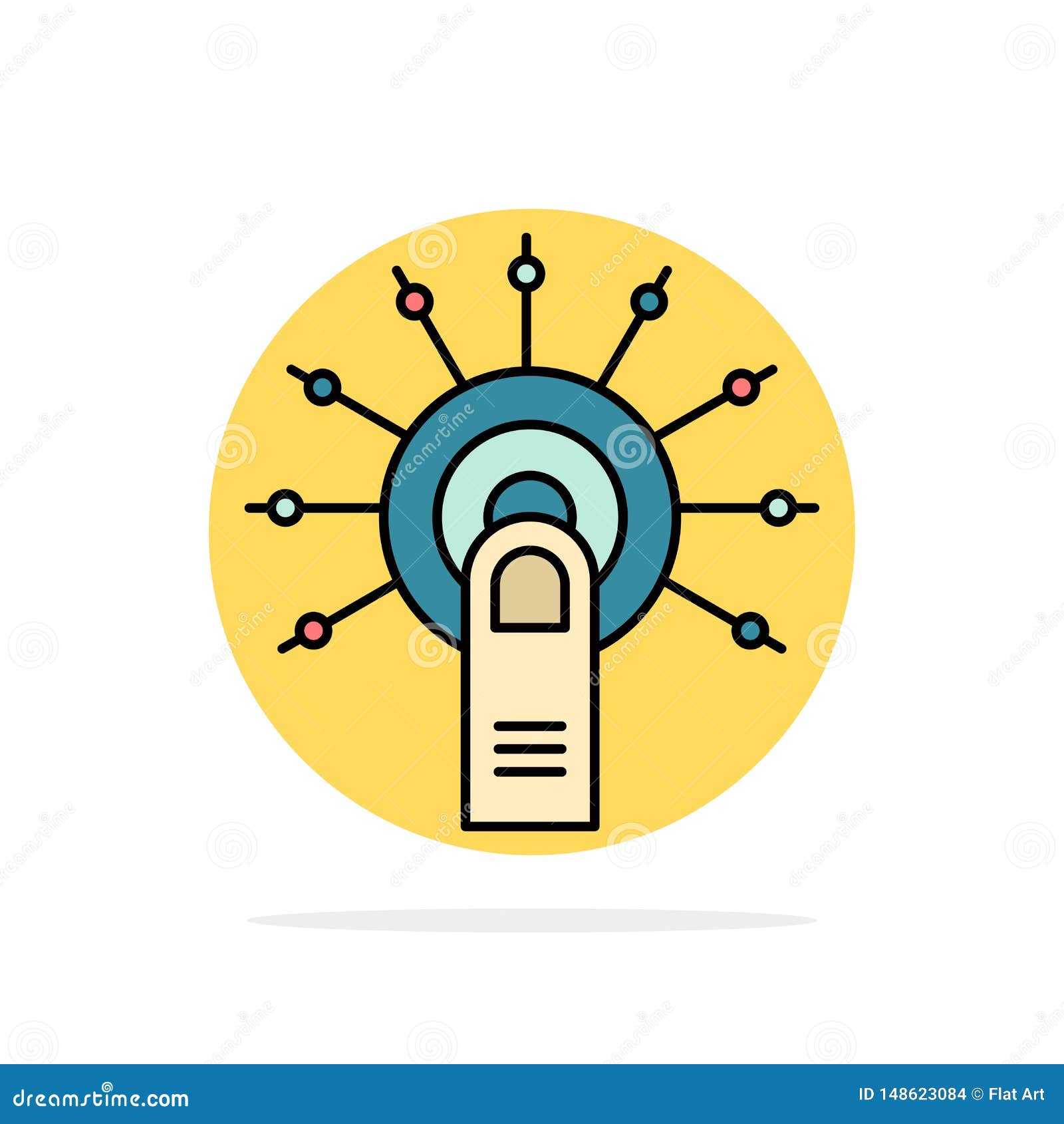 Touch, Click, Ok, Done, Touch Here Abstract Circle Background Flat ...