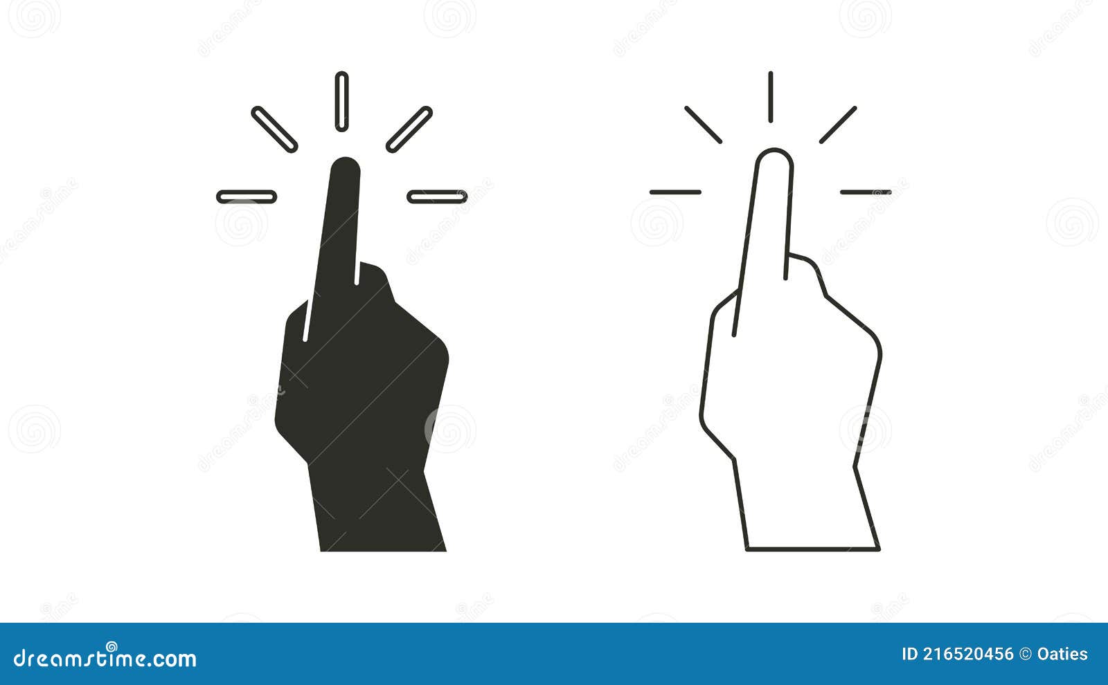 Touch Clicking Finger Icons Set Stock Vector - Illustration of point ...