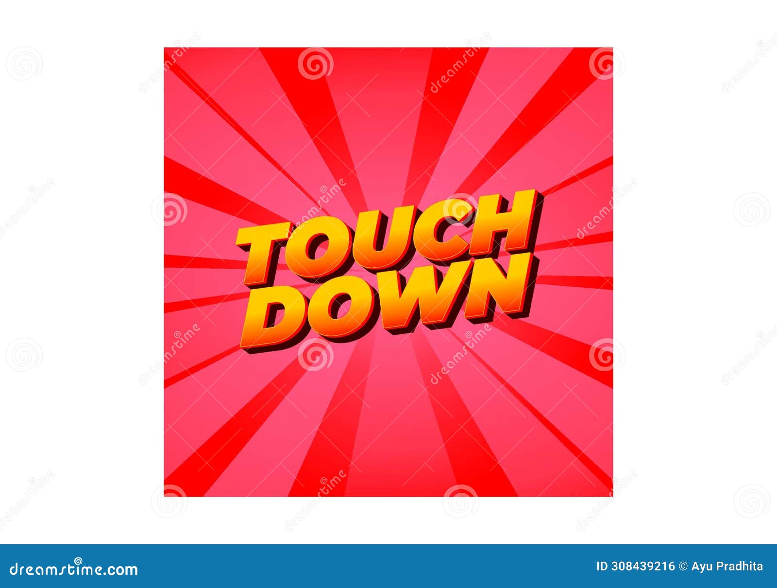 Touch Down. Text Effect in Eye Catching Color with 3d Look Effect Stock ...