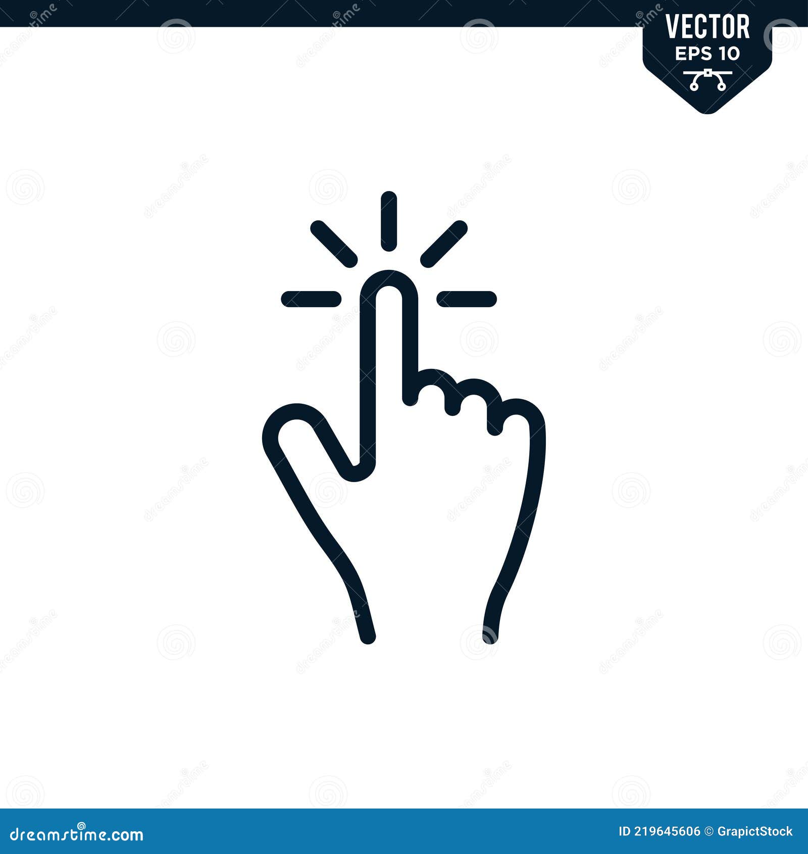 Touch Finger or Screen Touch Gesture Icon in Outlined Stock Vector ...