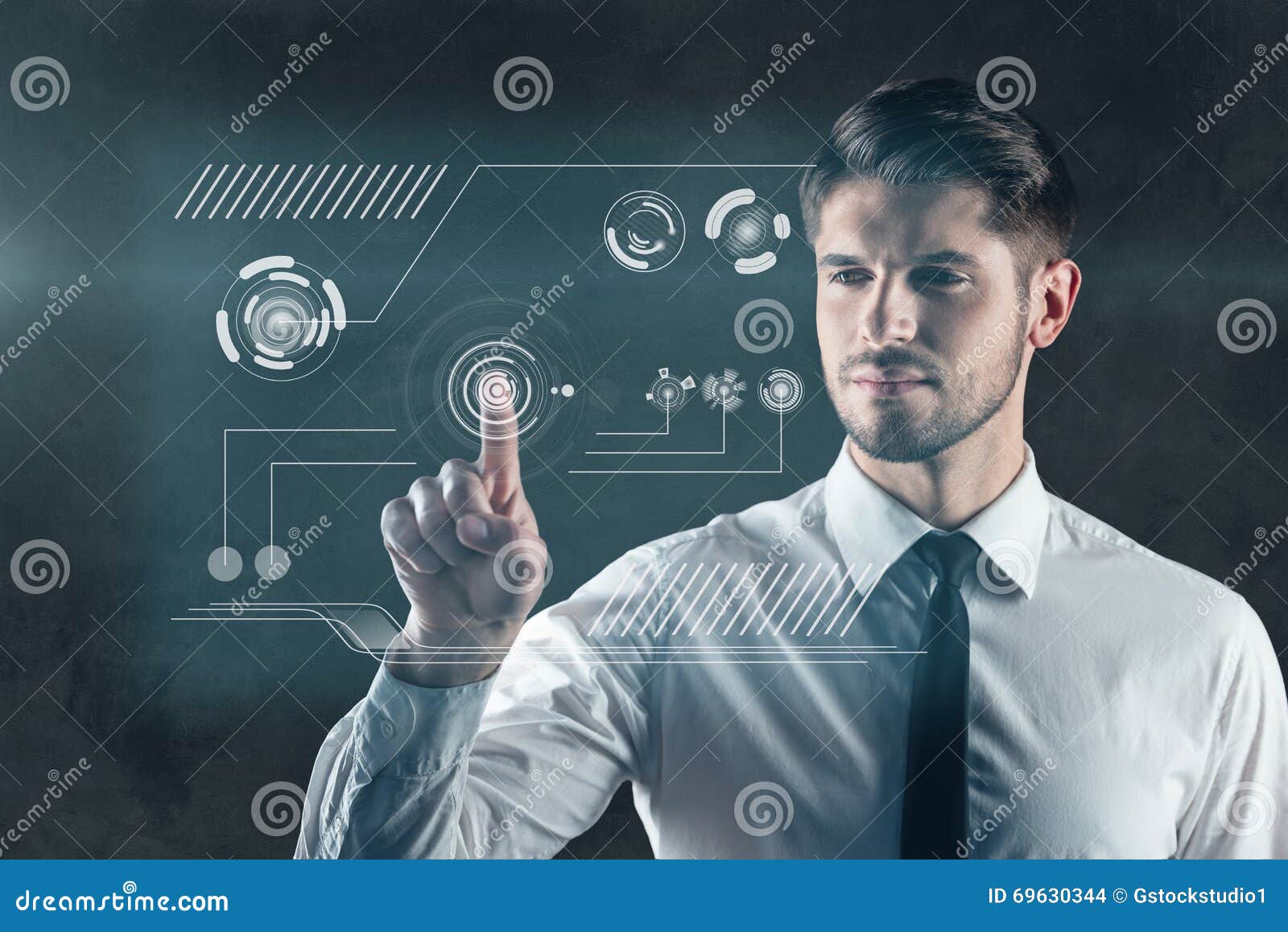 Touch the future. stock illustration. Illustration of ideas - 69630344
