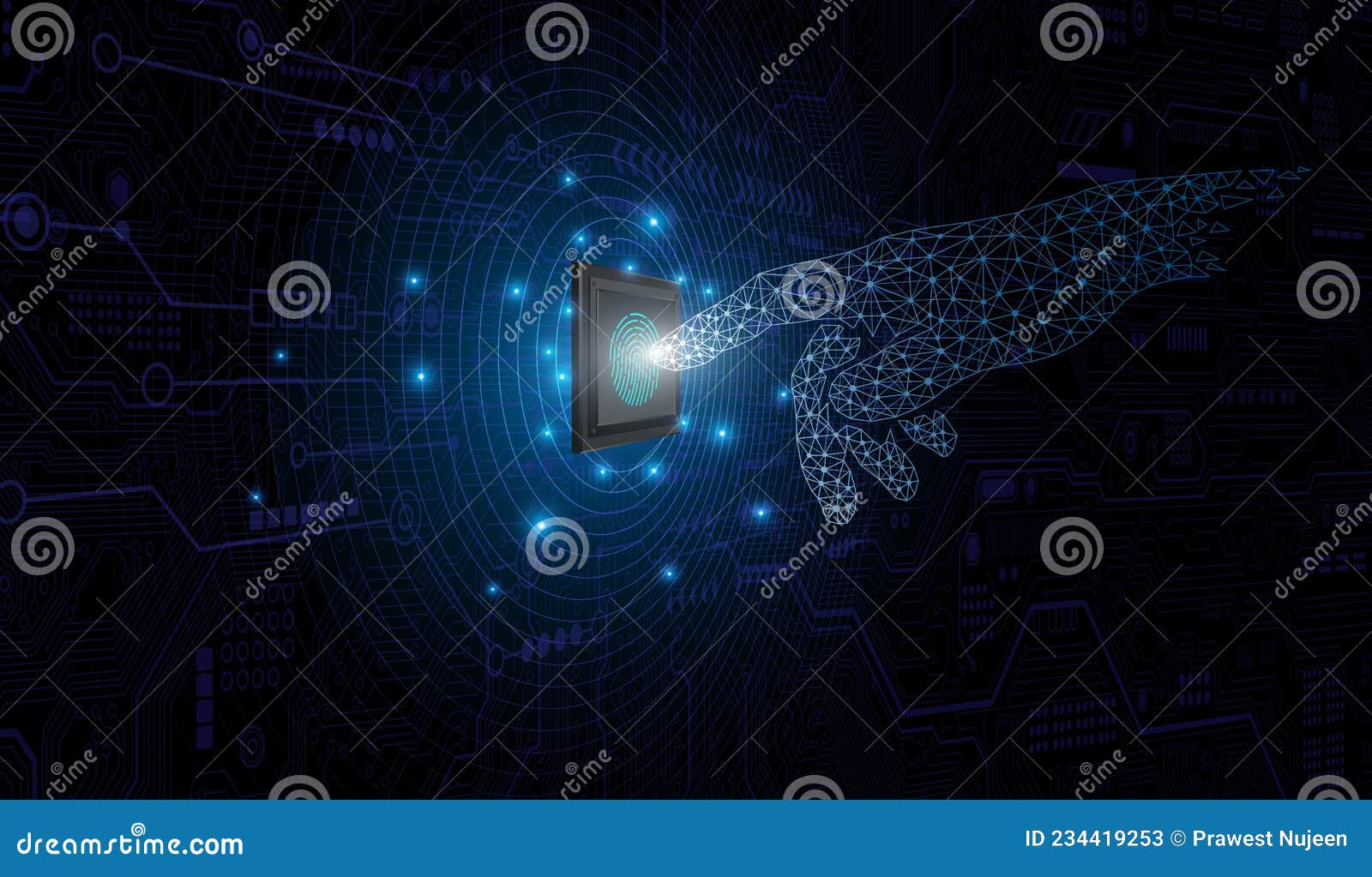 Futuristic Fingerprint.Touch the Future.Circuit Security Style. Stock ...