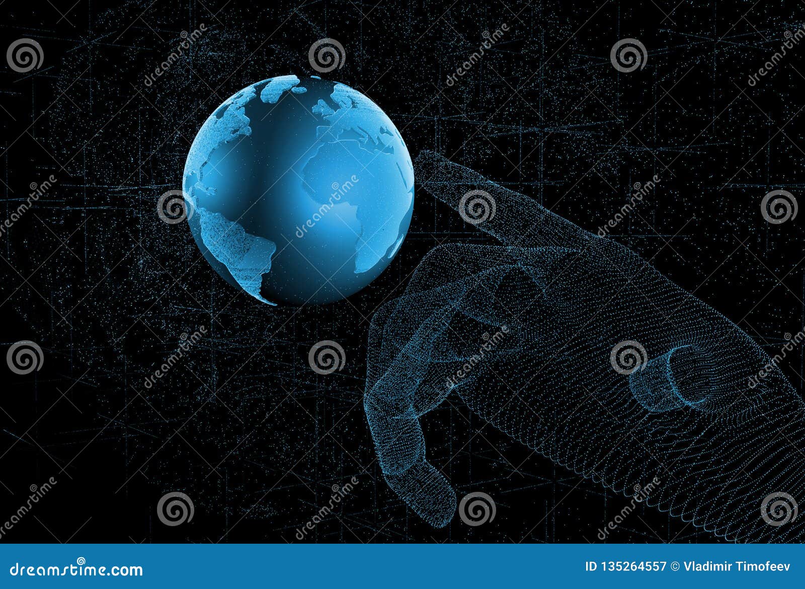 Touch the Future, Illustration of Sense of Science and Technology. 3D ...