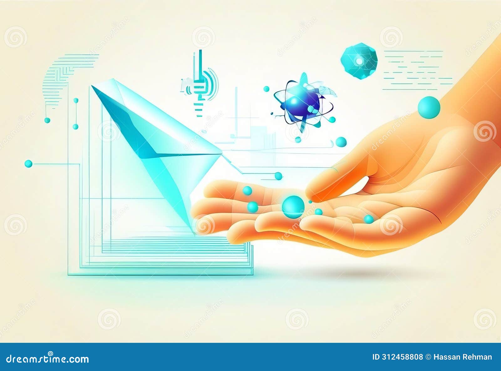 Touch the Future, Vector Illustration of a Sense of Science and ...