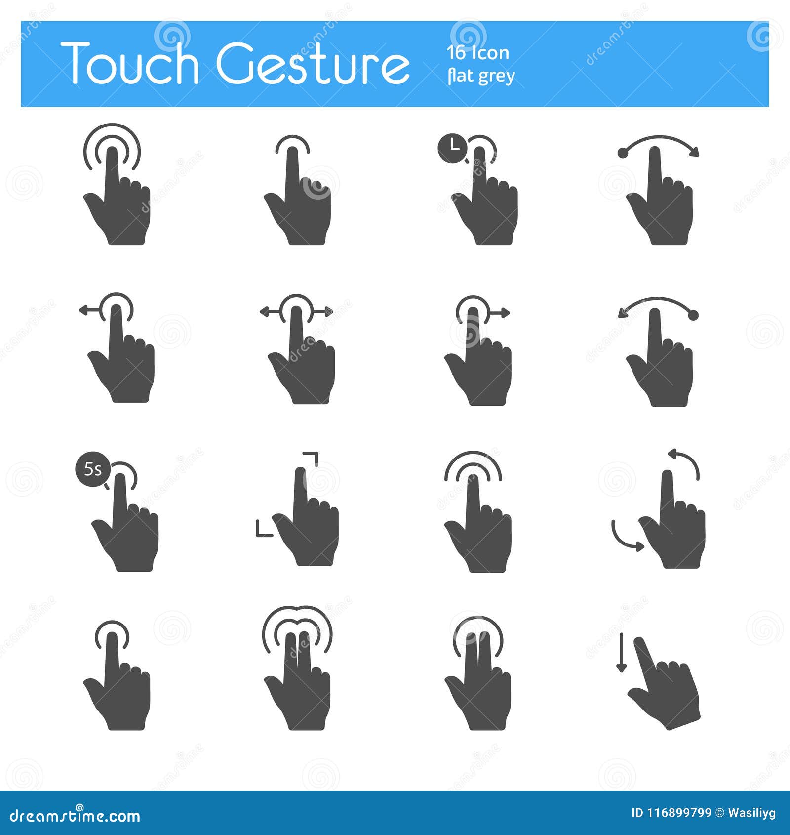 Touch Gesture Flat Gray Icons Set of 16 Stock Vector - Illustration of ... Touch Gesture Flat Gray Icons Set of 16 Stock Vector - Illustration of ...