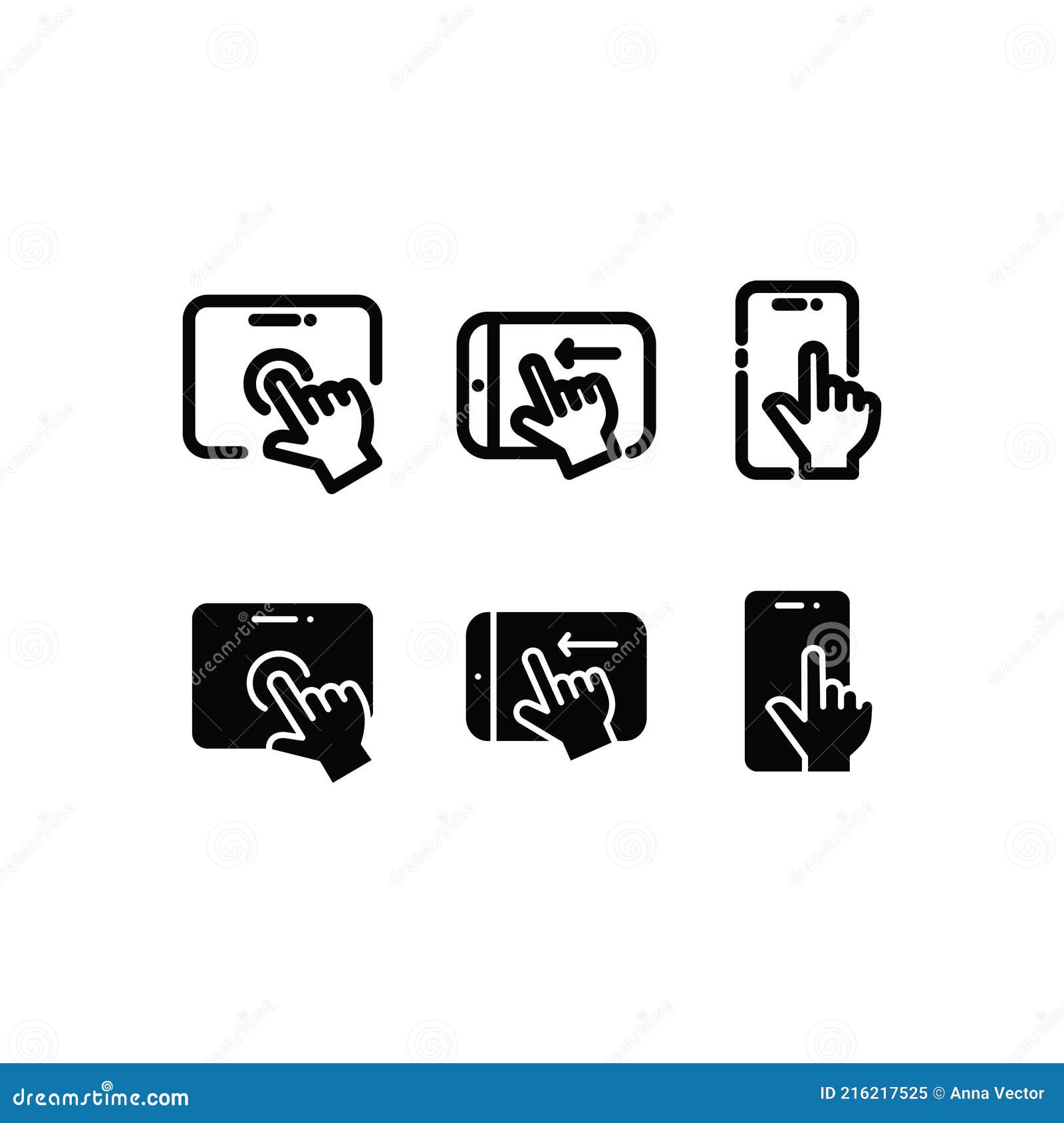 Touch Gestures Icon Set. Touch Gestures Icon Vector Illustration ...