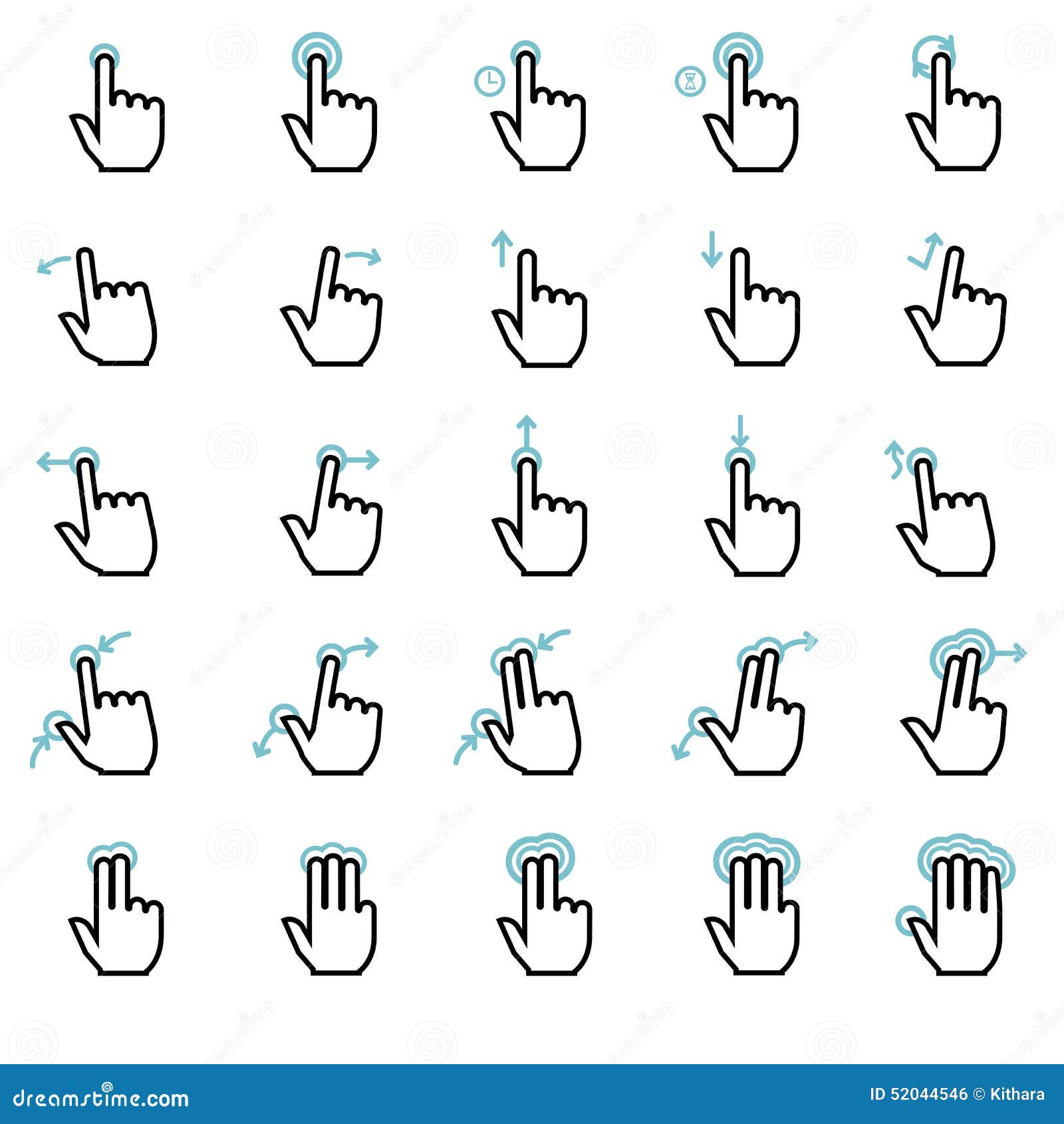 Touch gestures icons set stock vector. Illustration of human - 52044546
