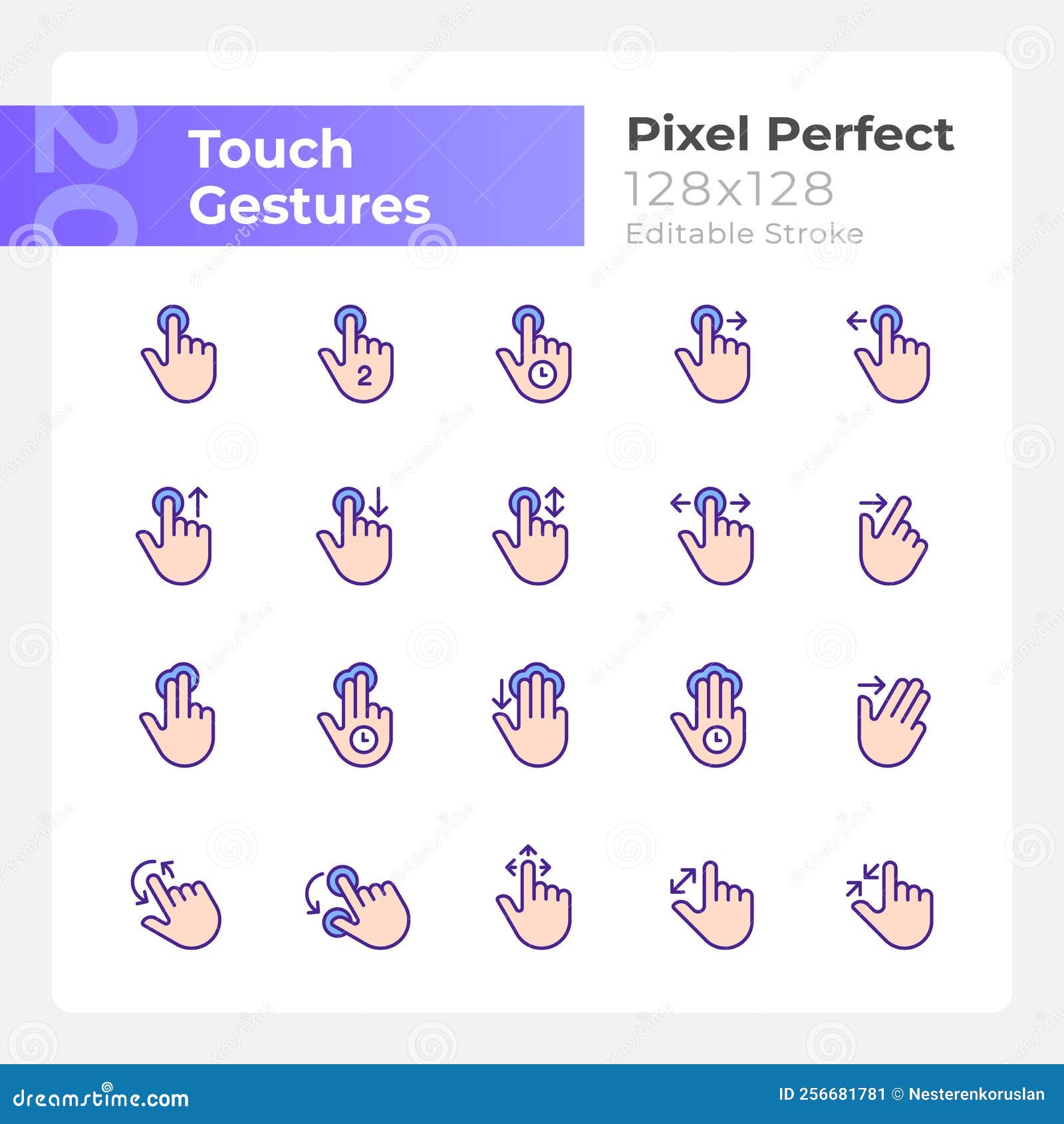 Touch Gestures Pixel Perfect RGB Color Icons Set Stock Vector ... Touch Gestures Pixel Perfect RGB Color Icons Set Stock Vector ...