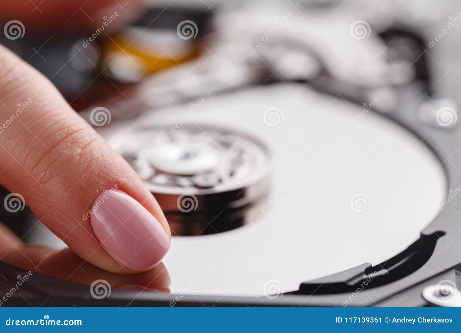 Touch of Hdd Surface by Finger Stock Image - Image of macro, detail ...