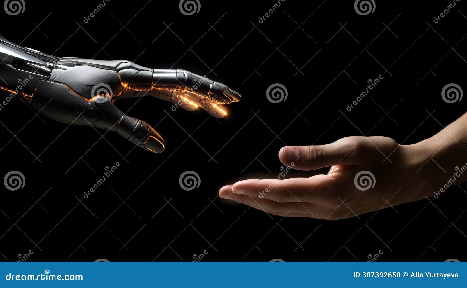 A Touch of a Human Hand and an AI Robot Stock Photo - Image of hand ...