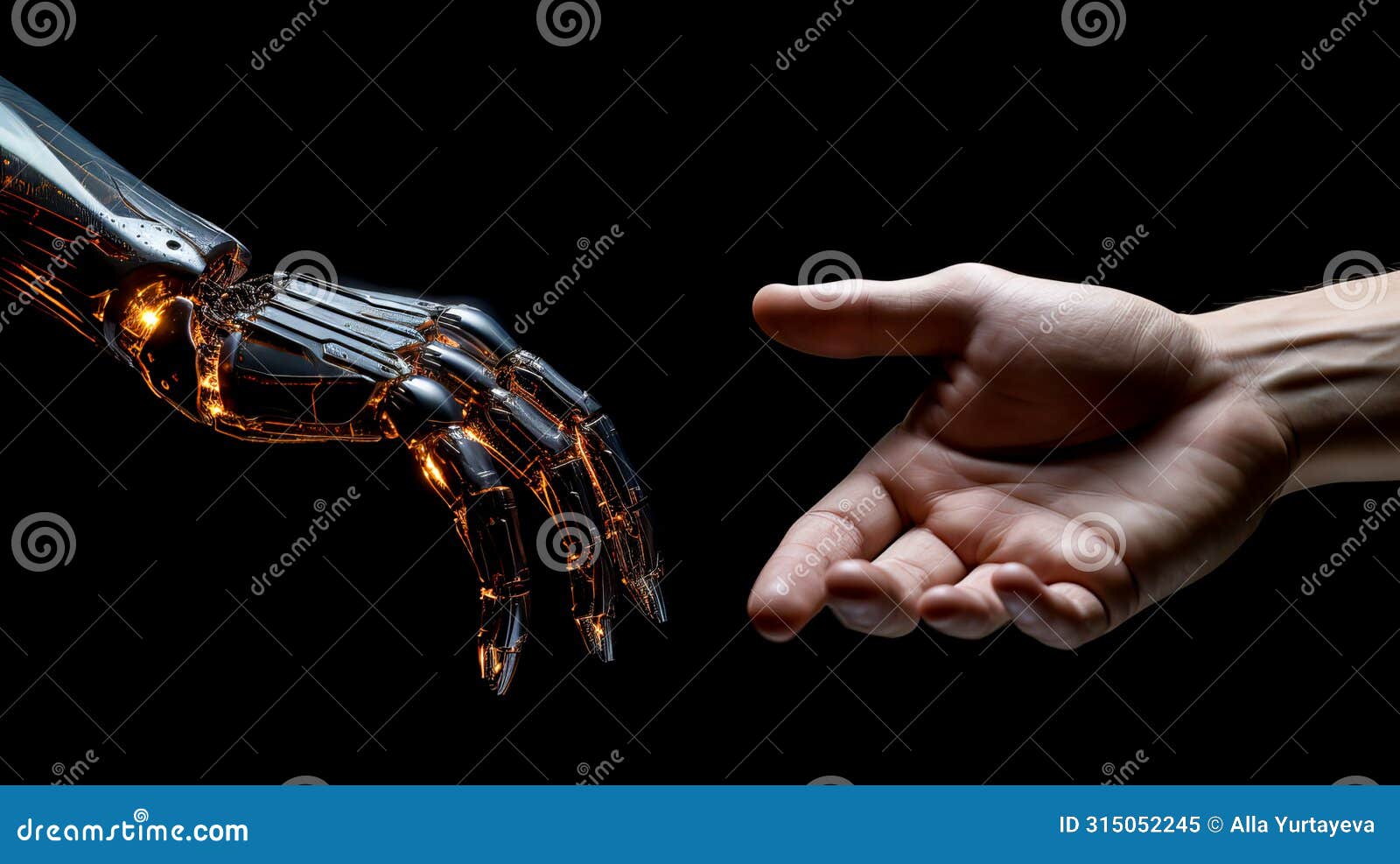 A Touch of a Human Hand and an AI Robot Stock Image - Image of ...