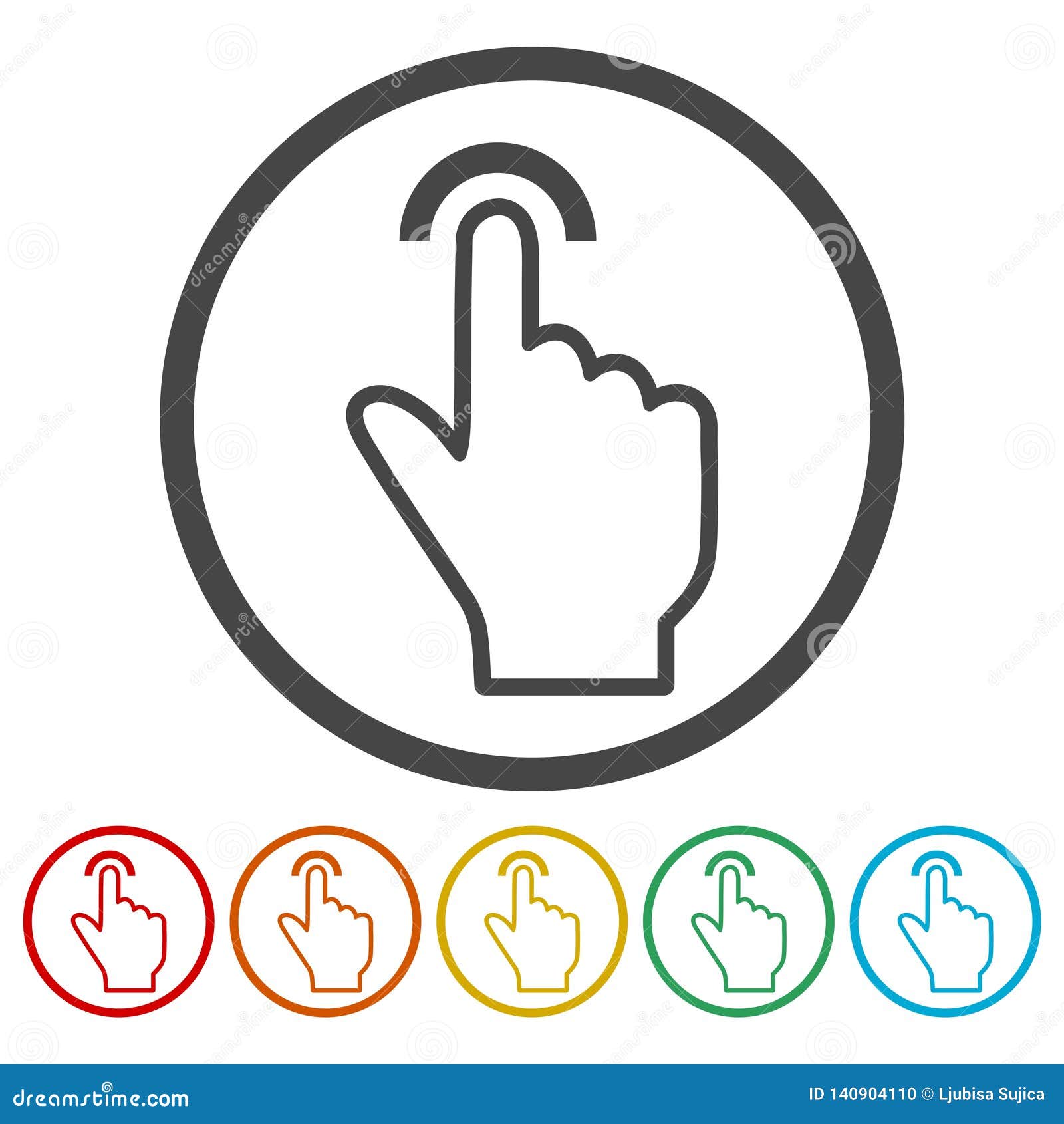 Touch Icon, Click, Hand Stickers Set Stock Vector - Illustration of ...