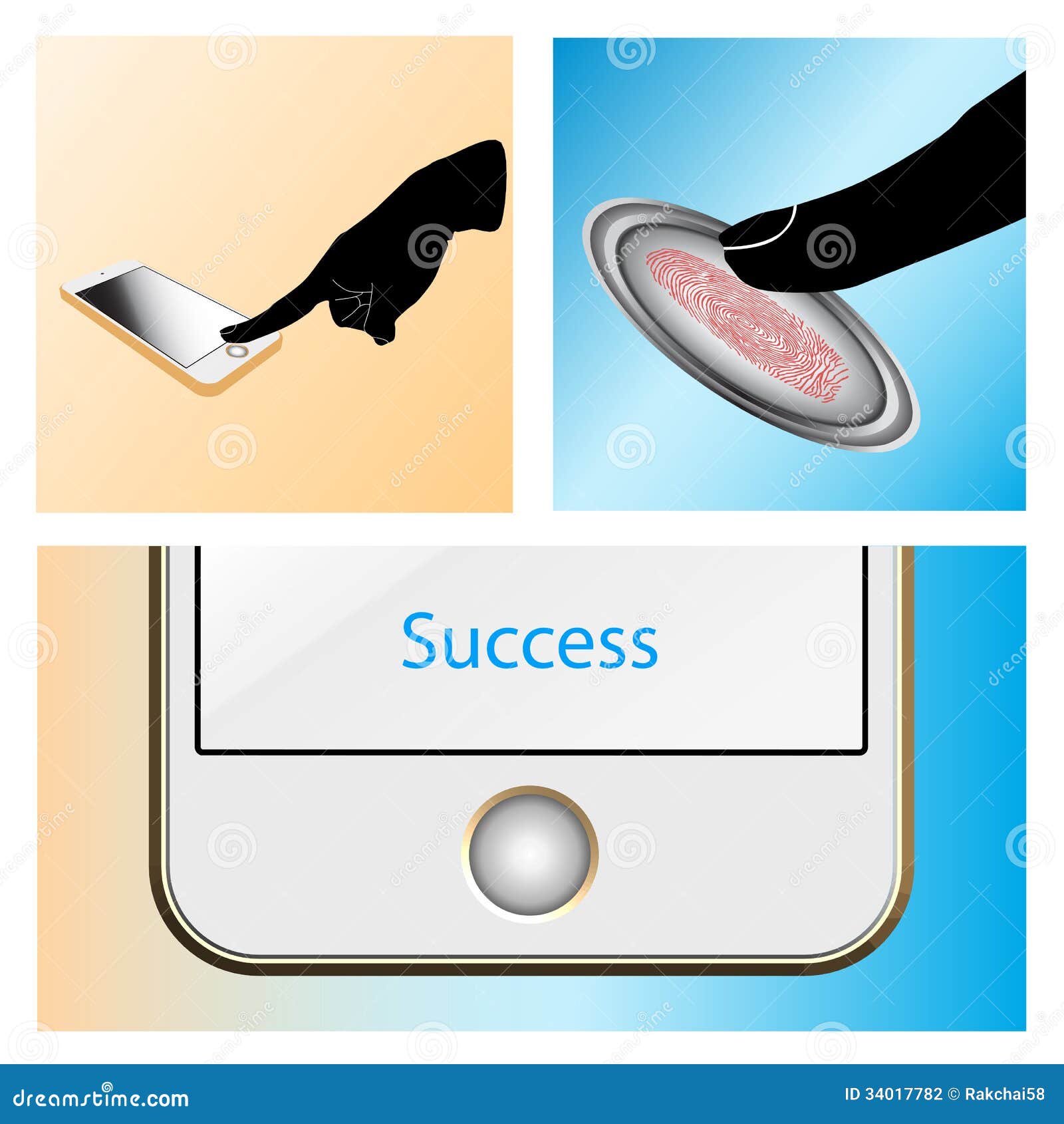 Touch, ID, Fingerprint Scan Access Symbol Stock Illustration ...