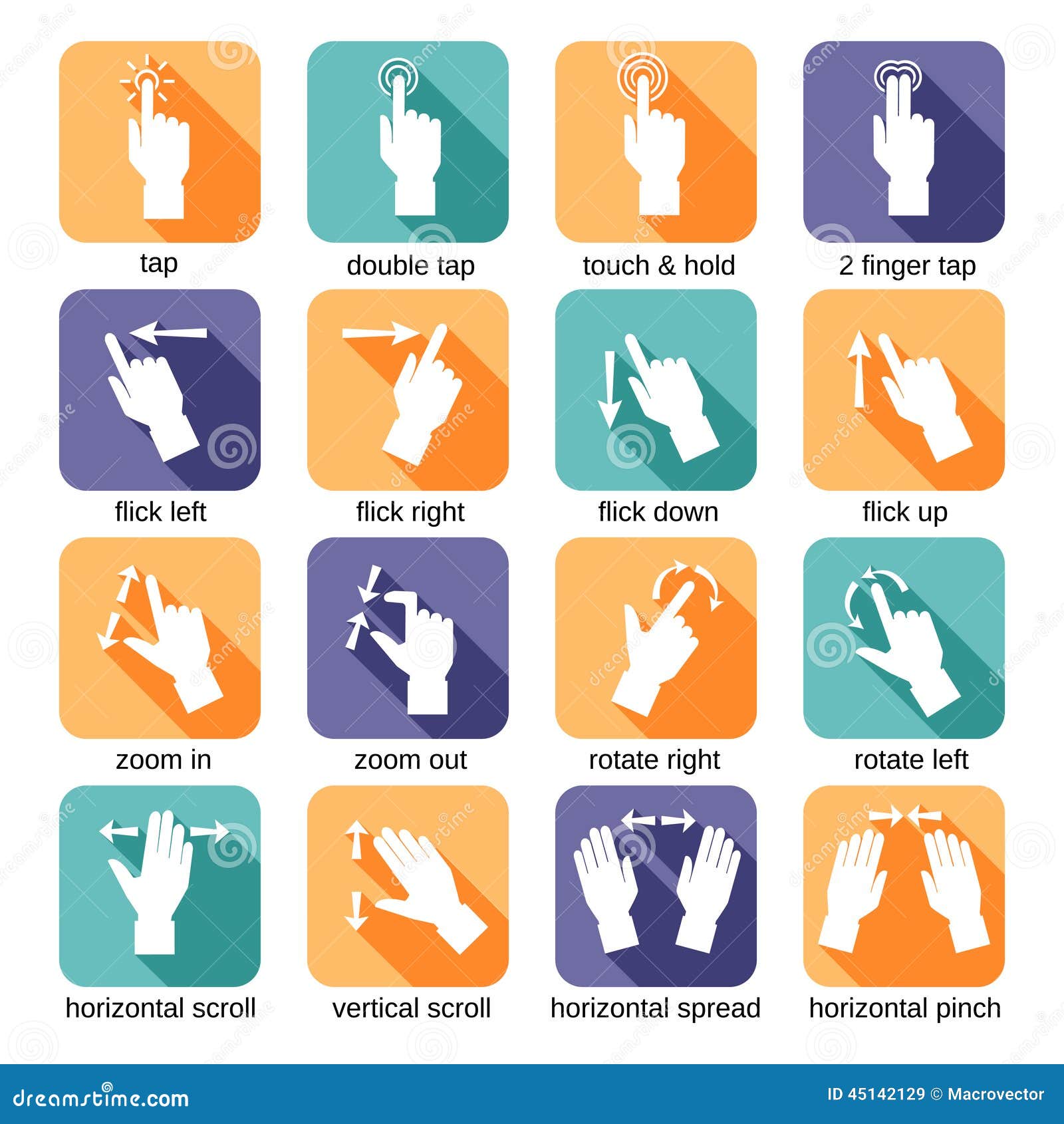 Touch Interface Gestures Icons Stock Vector - Illustration of computer ...