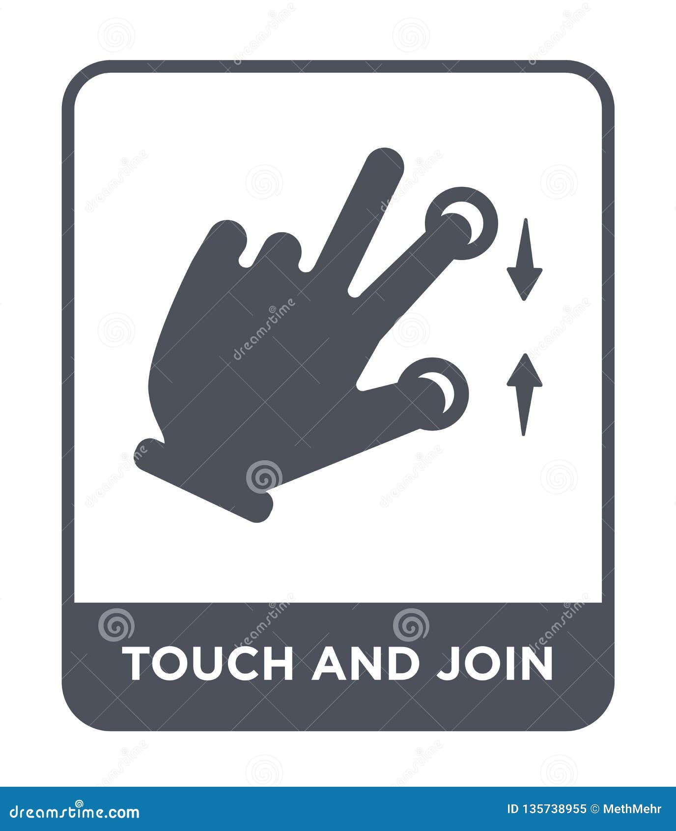 Touch and Join Icon in Trendy Design Style. Touch and Join Icon ...